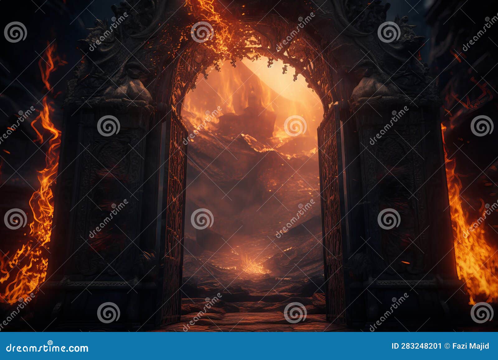 Concept Art Illustration of Gate of Hell Generative AI. Stock ...