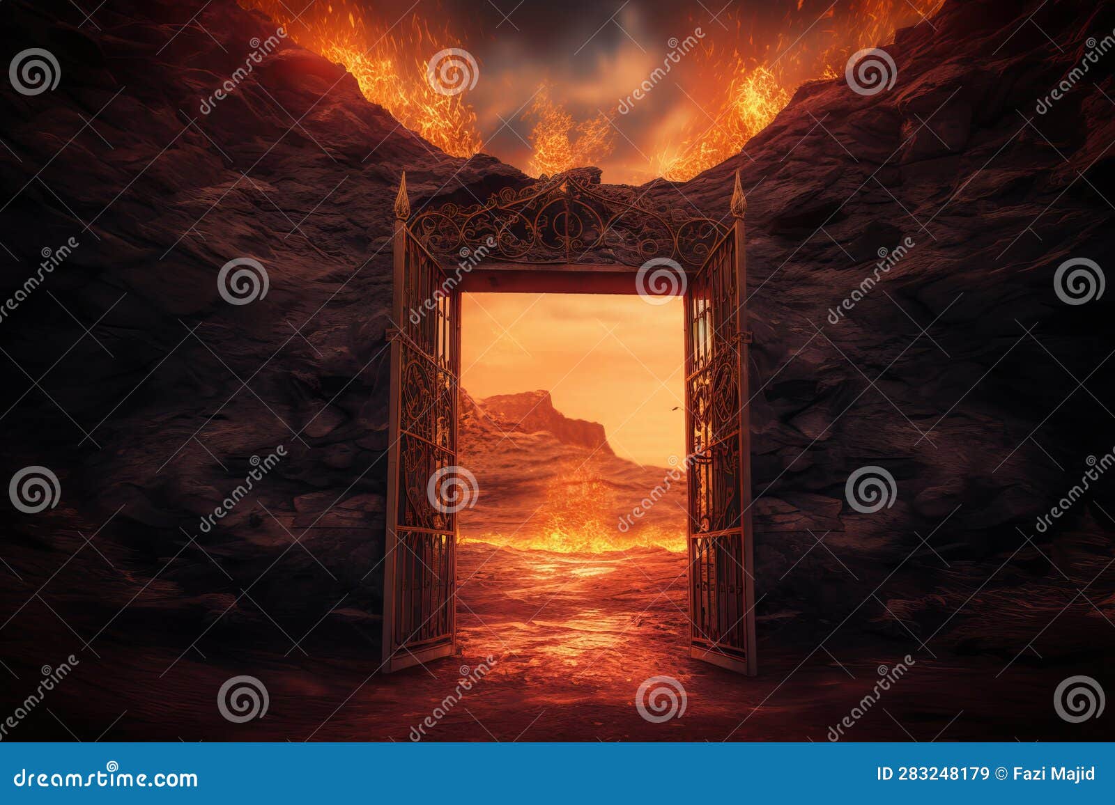 Gate To Hell. Entrance To Hellish Inferno. Access To Satan. Flam Vector ...