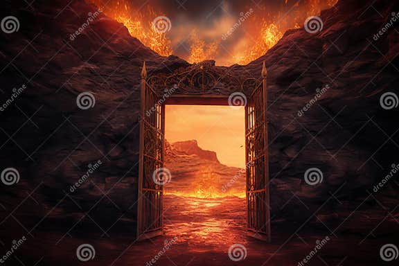 Concept Art Illustration of Gate of Hell Generative AI. Stock ...