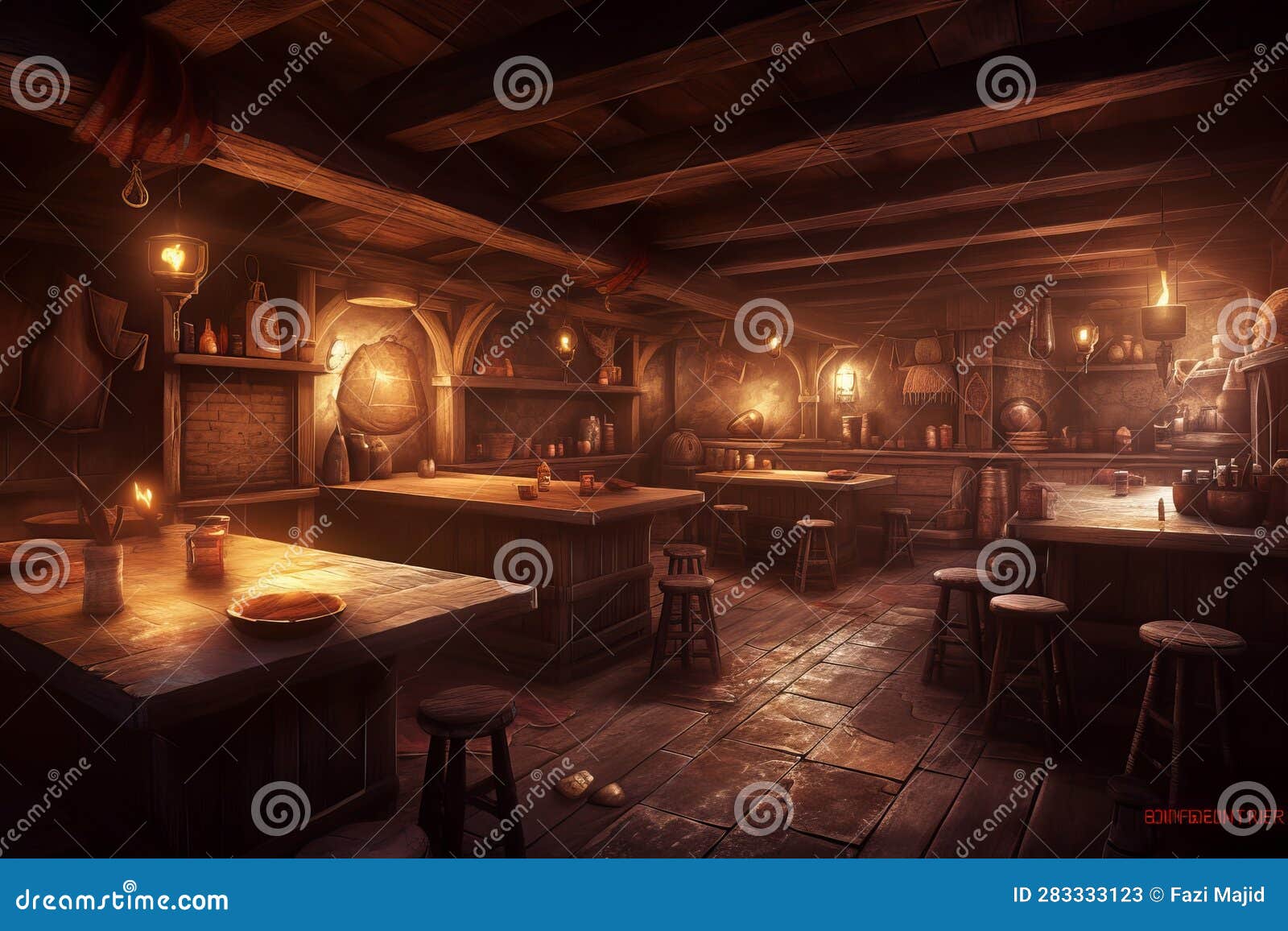 Concept Art Illustration Of Medieval Tavern Generative AI ...