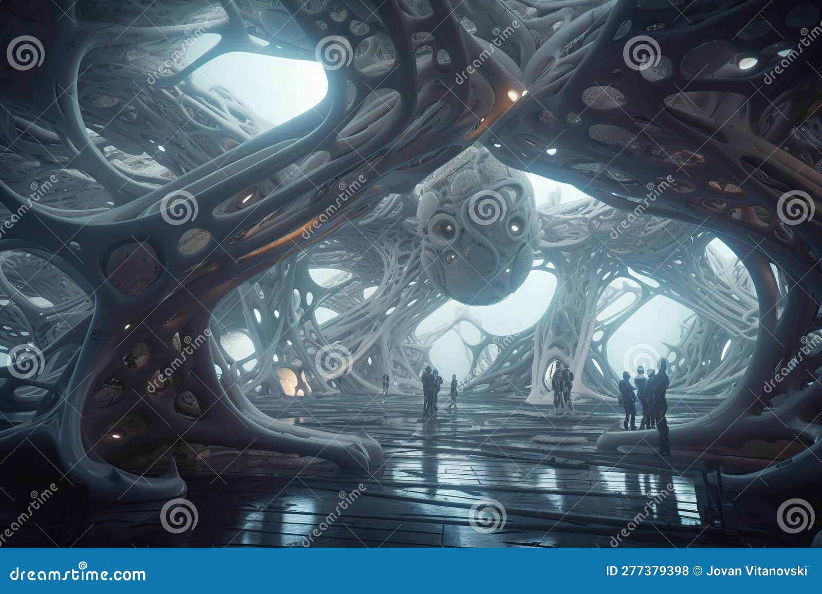 Concept Art Illustration of Sci-fi Futuristic Interior Created by AI ...