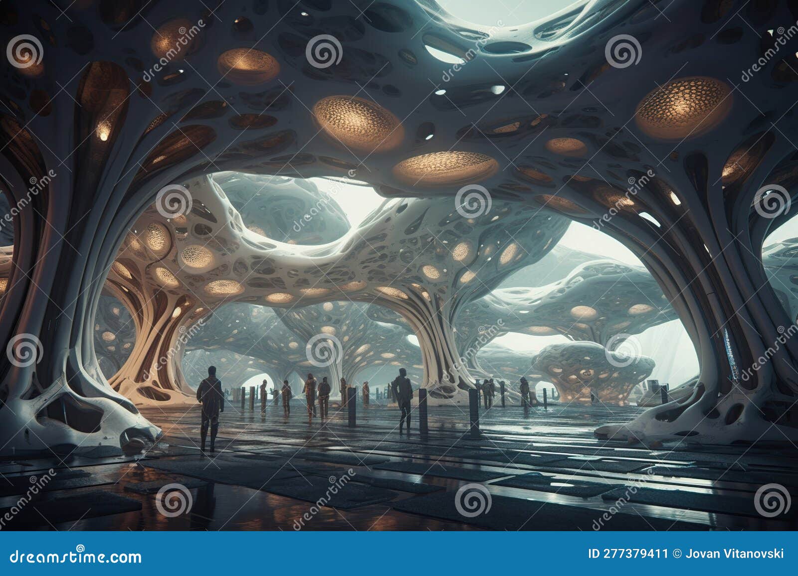 Concept Art Illustration of Sci-fi Futuristic Interior Created by AI ...