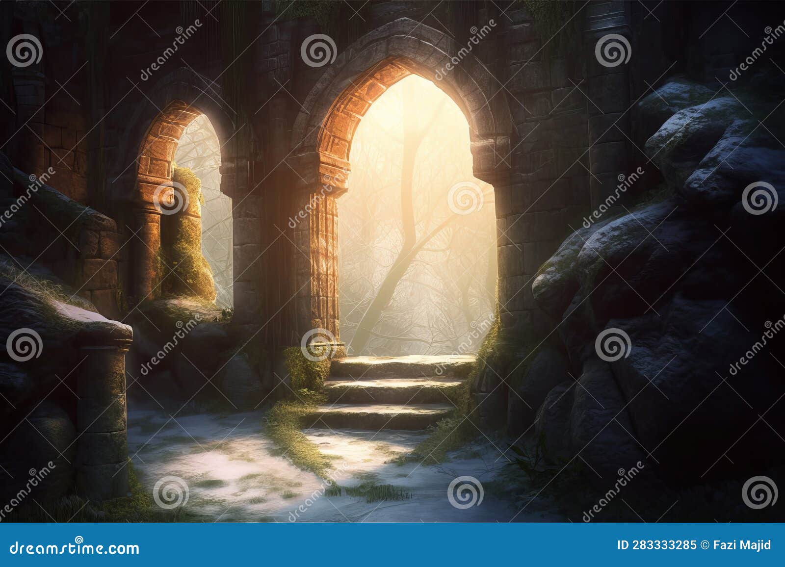Concept Art Illustration of Secret Gate Passage Generative AI. Stock ...