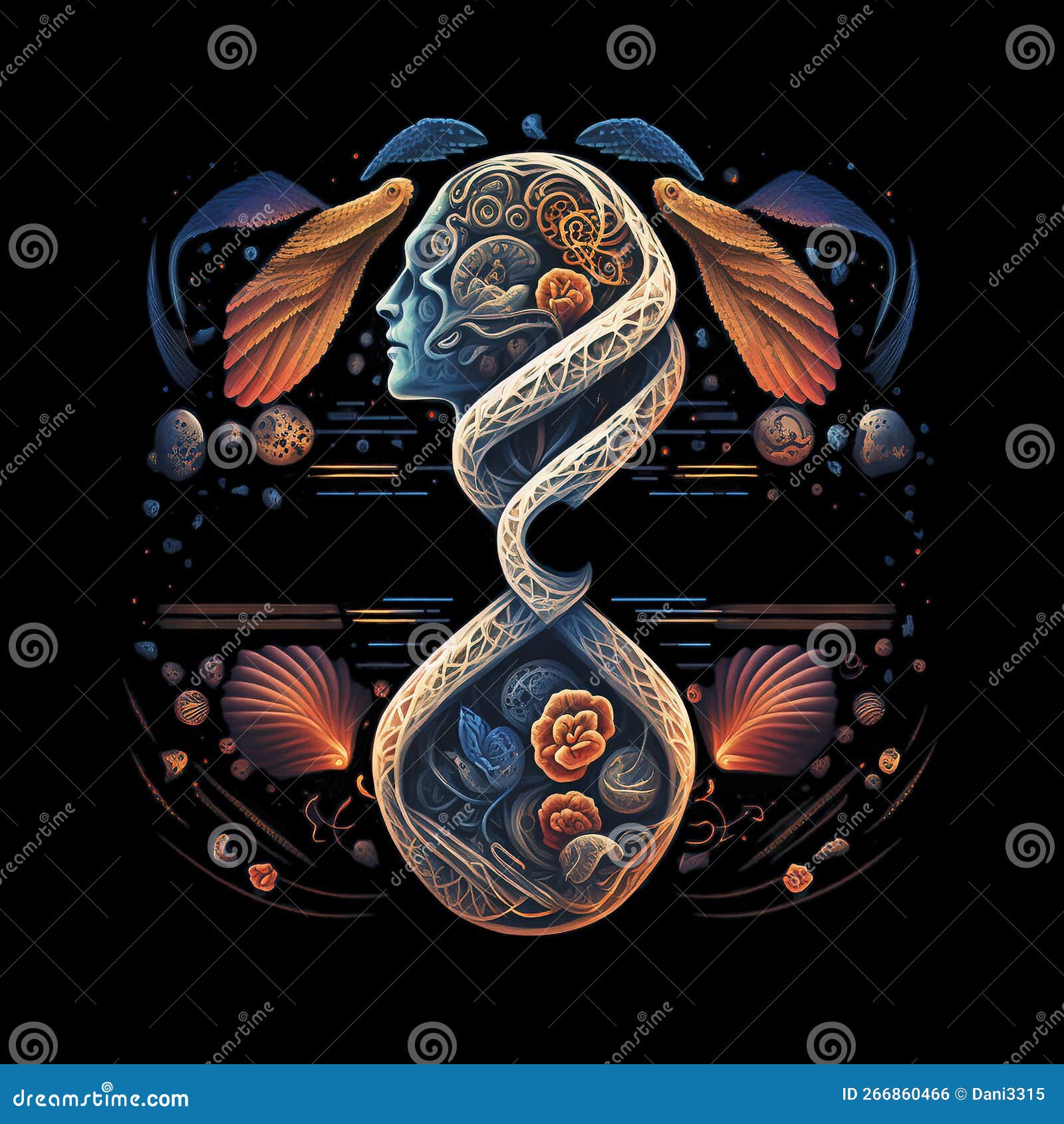 Concept Art Interconnected Human Life Form with DNA Helix Stock ...