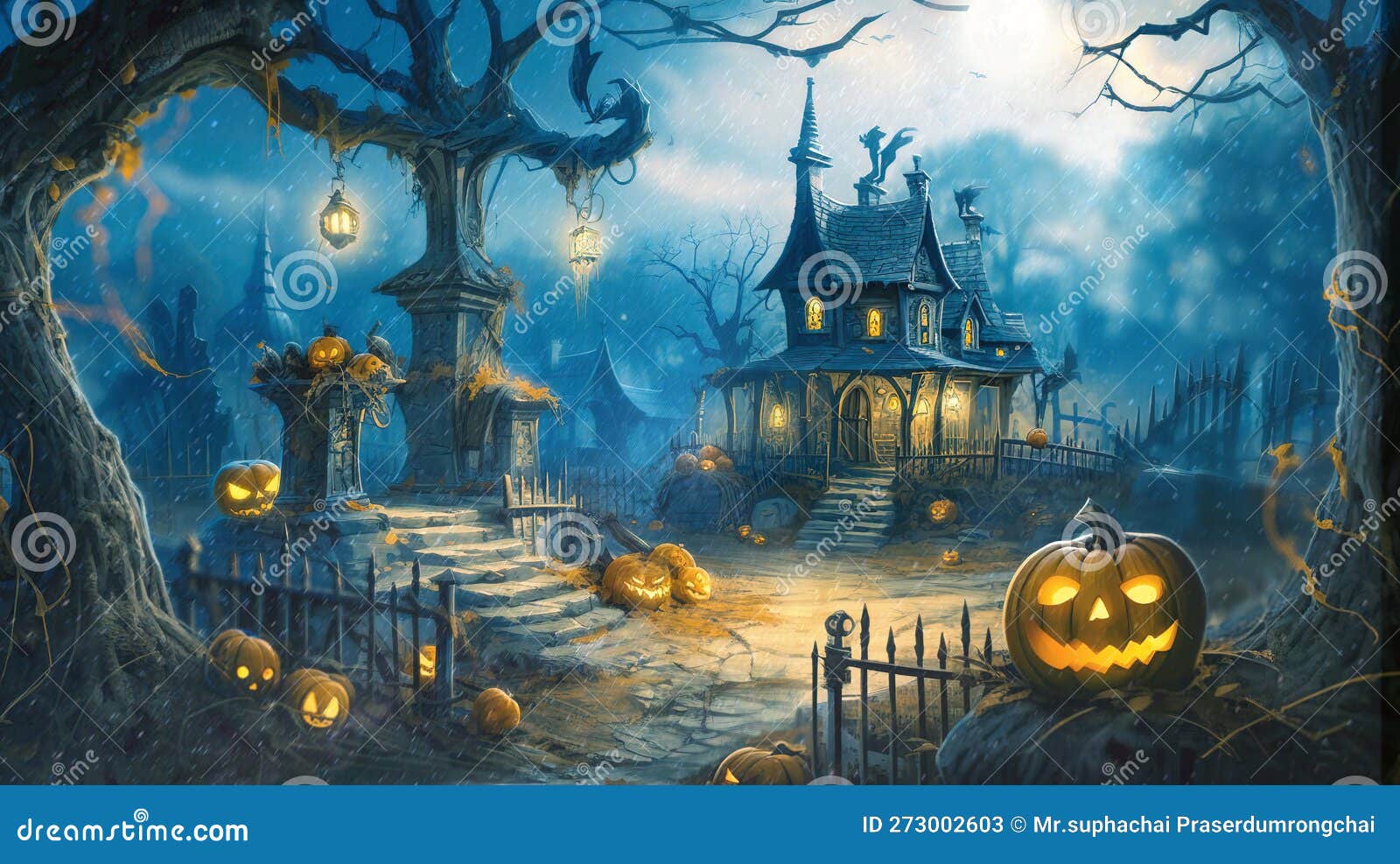 Concept Art of a Scary Night on Halloween , Halloween Backgrond ...
