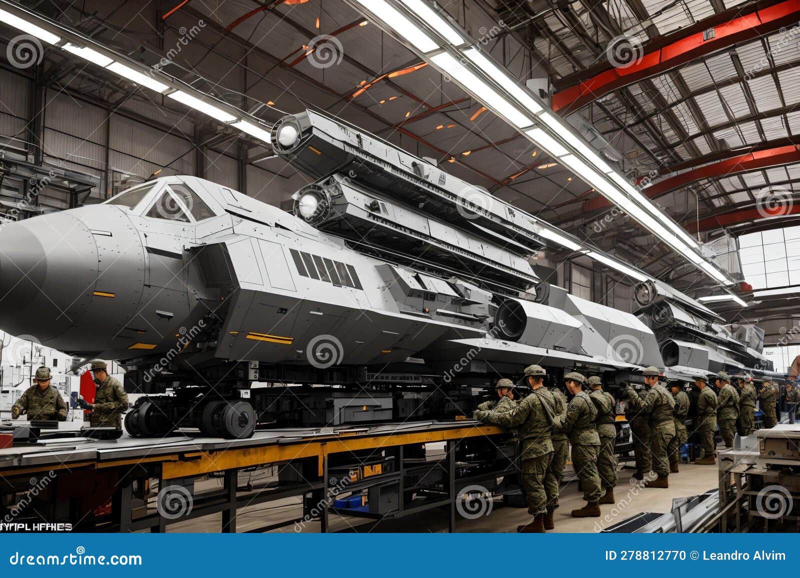 The Art of War Skilled Workers Assembling Military Missiles.AI ...