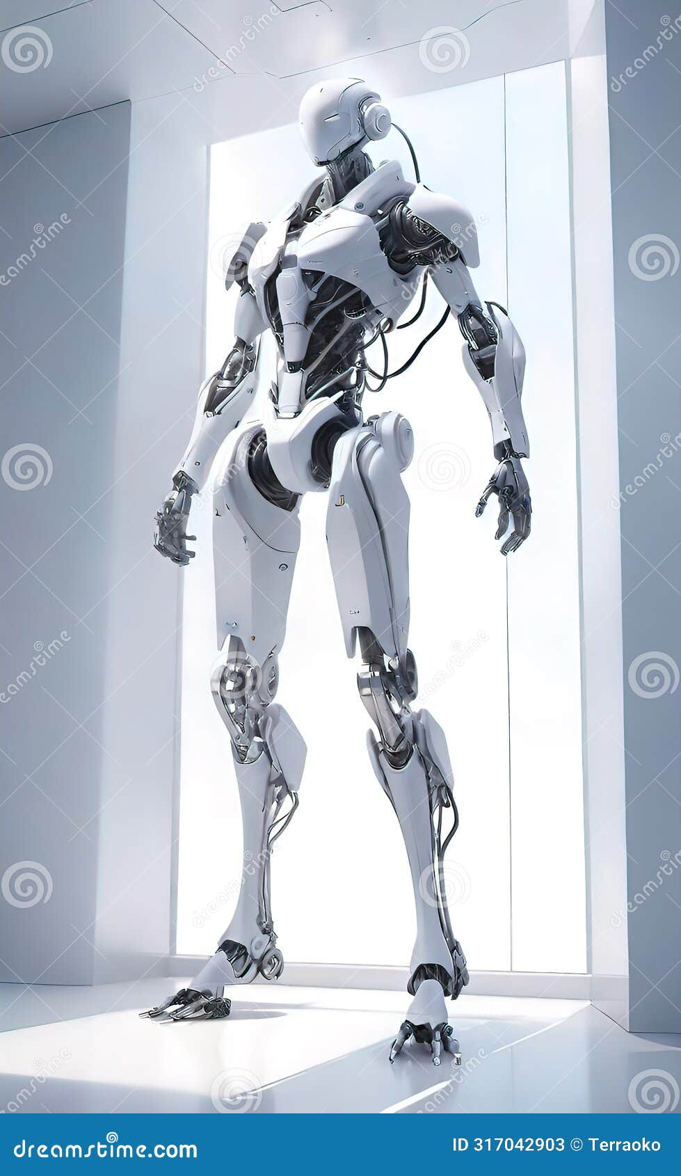 Concept Art of a White Robot with Artificial Intelligence on a White ...