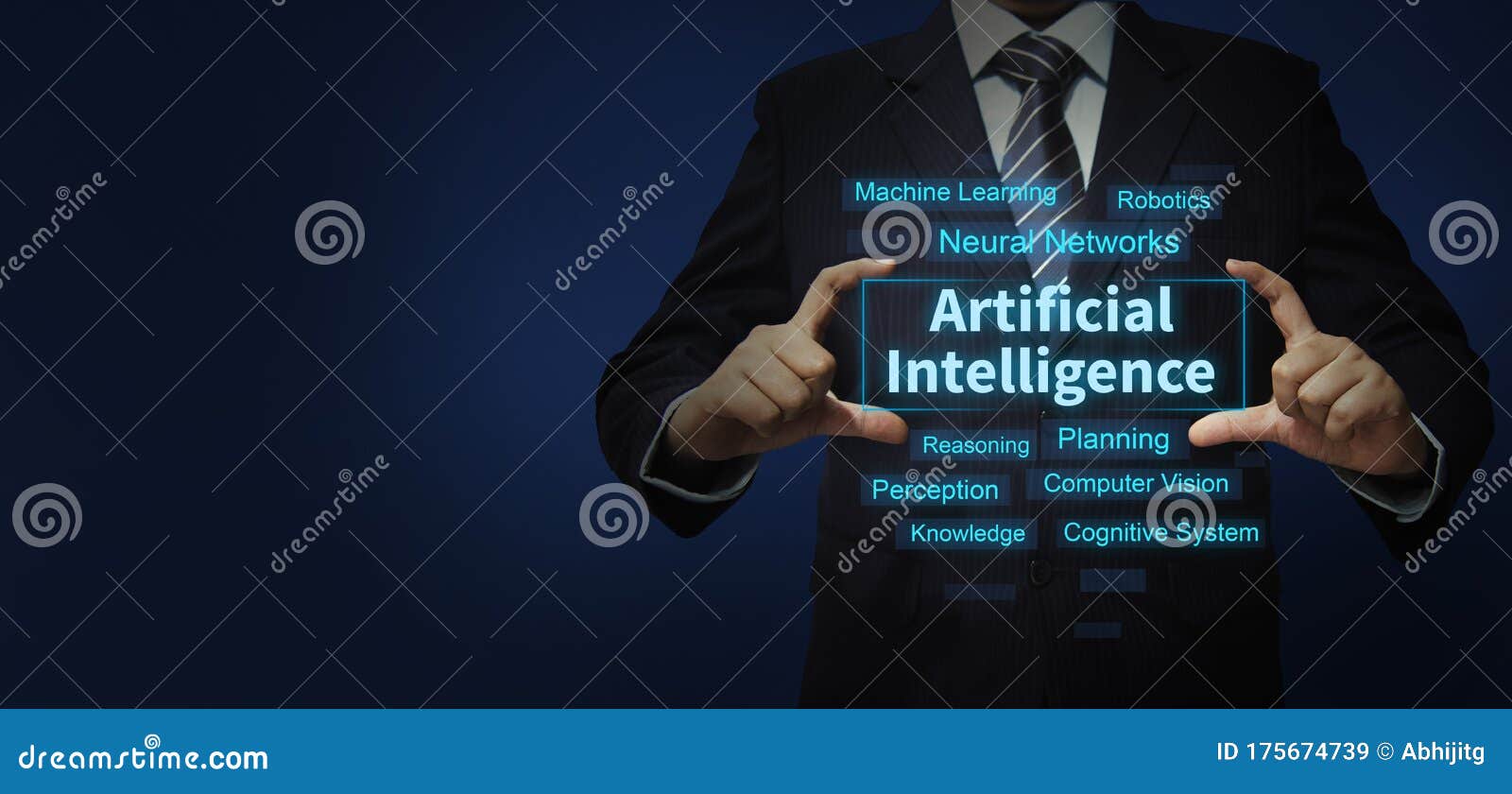 Artificial Intelligence AI Text in Digital Format with Business Person ...