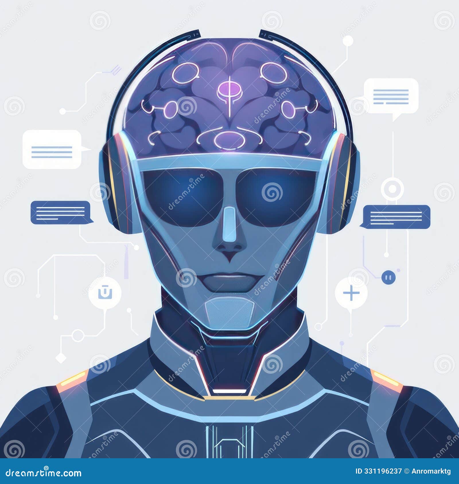 Concept of Artificial Intelligence (AI) Using Chatgpt, Chatbot, Machine Learning, Digital Brain ...