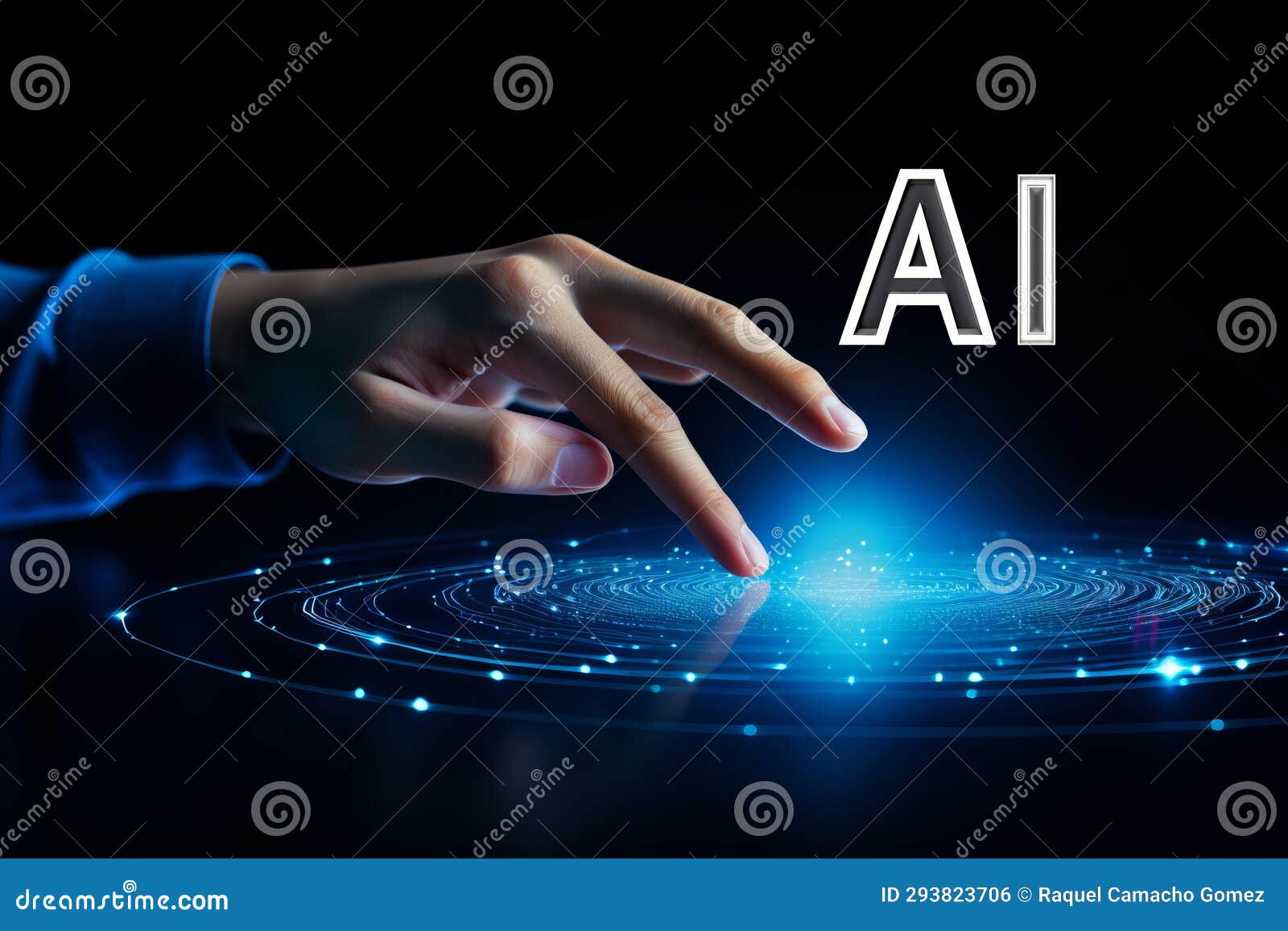 Concept of Artificial Intelligence and Big Data. the Hand of a Man ...