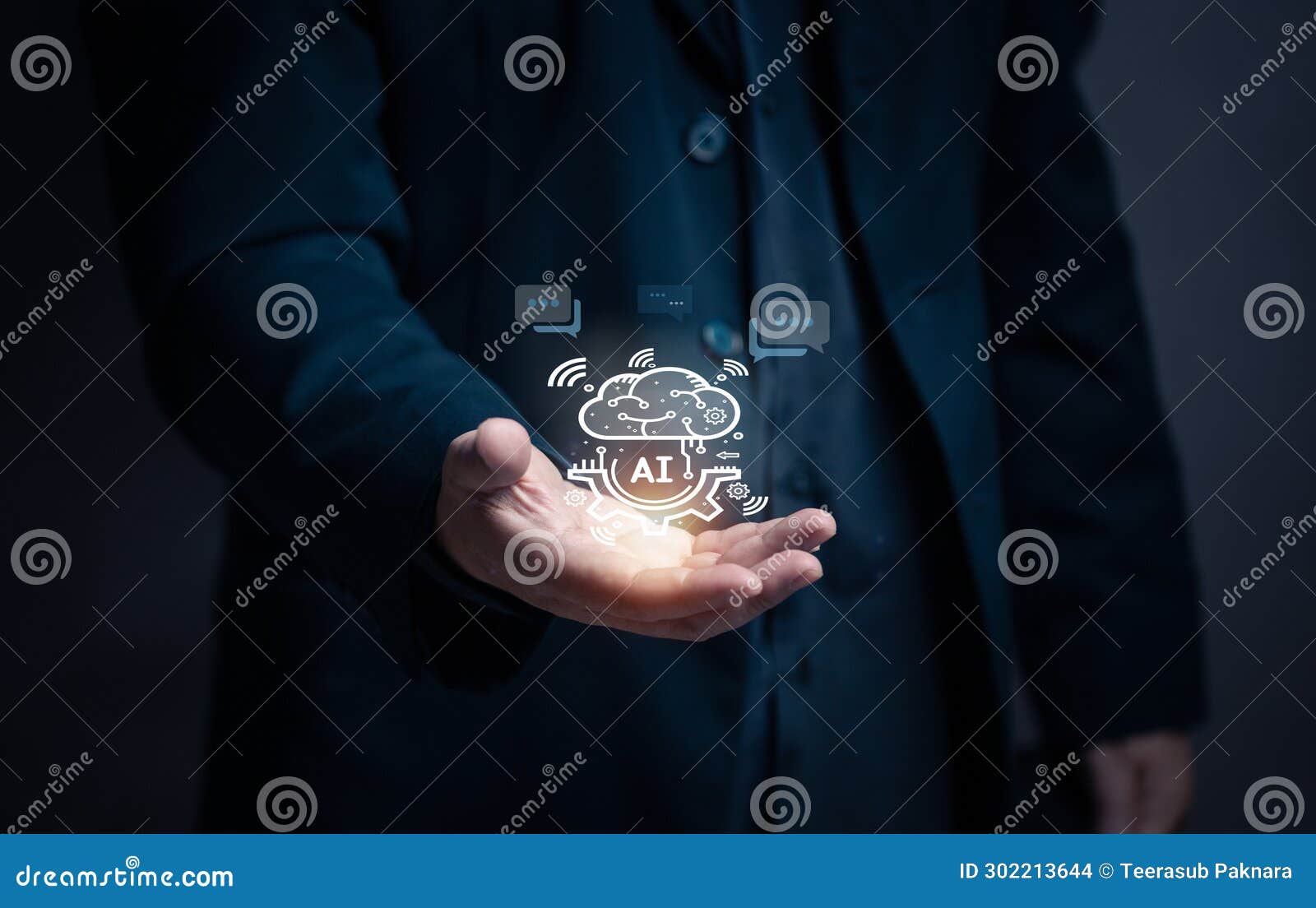 Concept of Artificial Intelligence. Businessmen Use AI Using Command ...