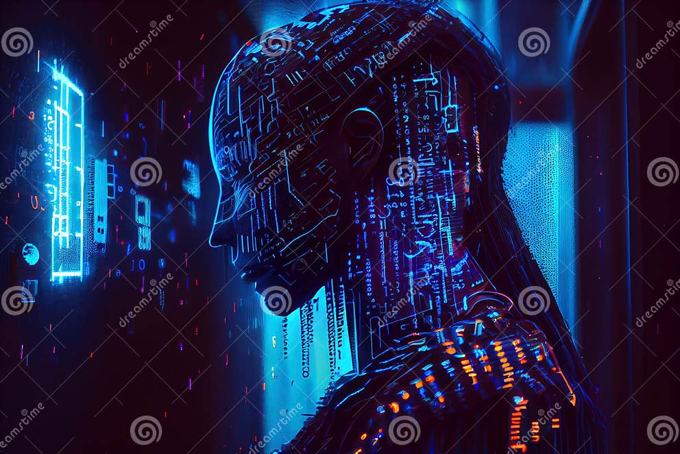 F Artificial Intelligence. Human Binary Code Stock Photo - Image of ...