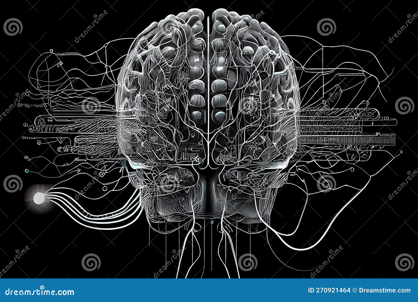 Concept of Artificial Intelligence. Human Brain Connected To Electronic ...