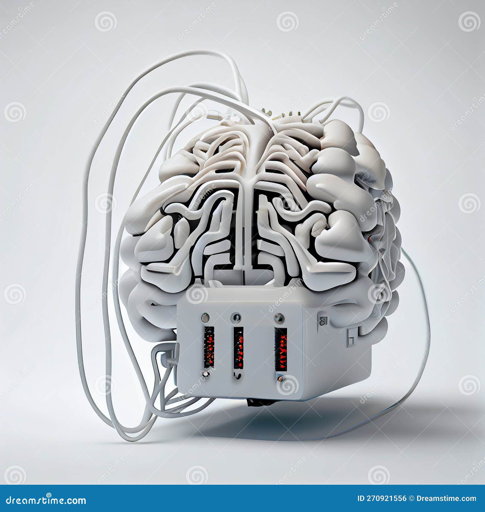 Concept of Artificial Intelligence. Human Brain Connected To Electronic ...