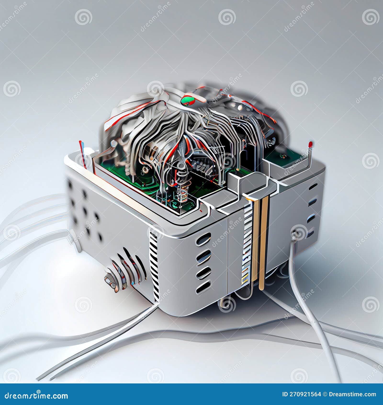 Concept of Artificial Intelligence. Human Brain Connected To Electronic ...