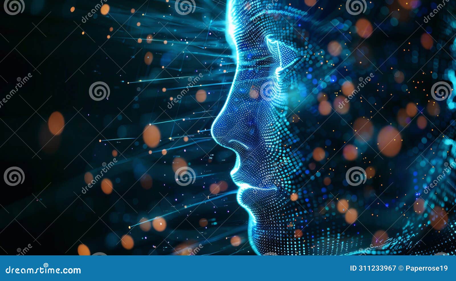 Concept of Artificial Intelligence. Human Face Stock Illustration ...