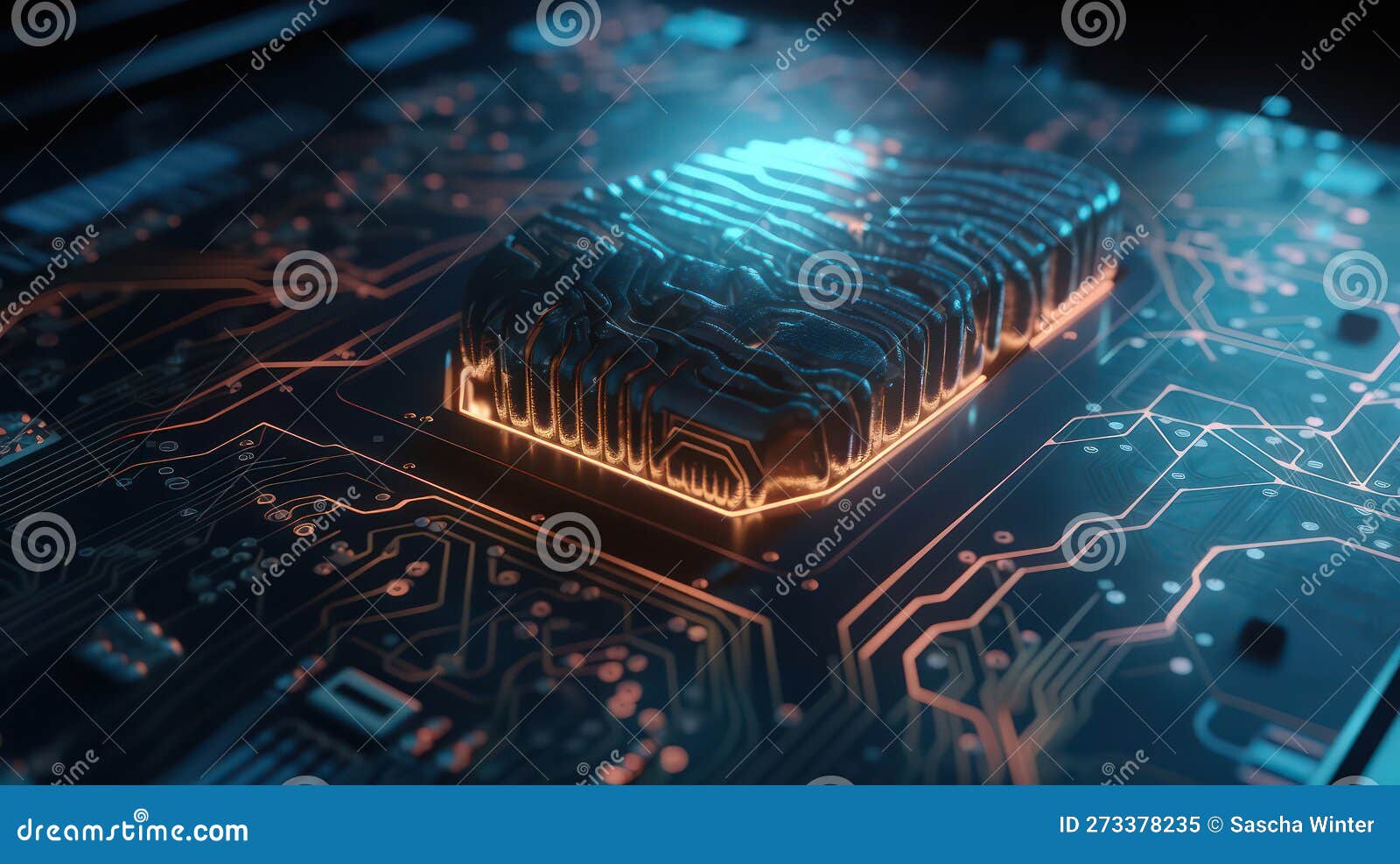 The Concept of Artificial Intelligence Illustrated by a Human Brain on ...