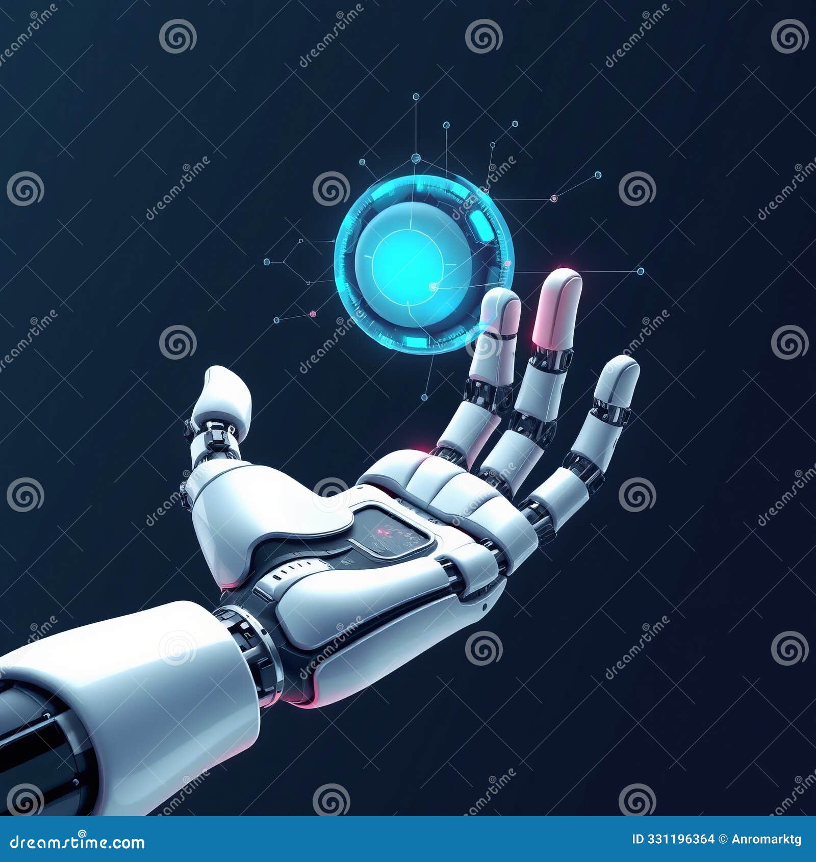 Concept of Artificial Intelligence, Robot Hand, 3D Render, Technology ...