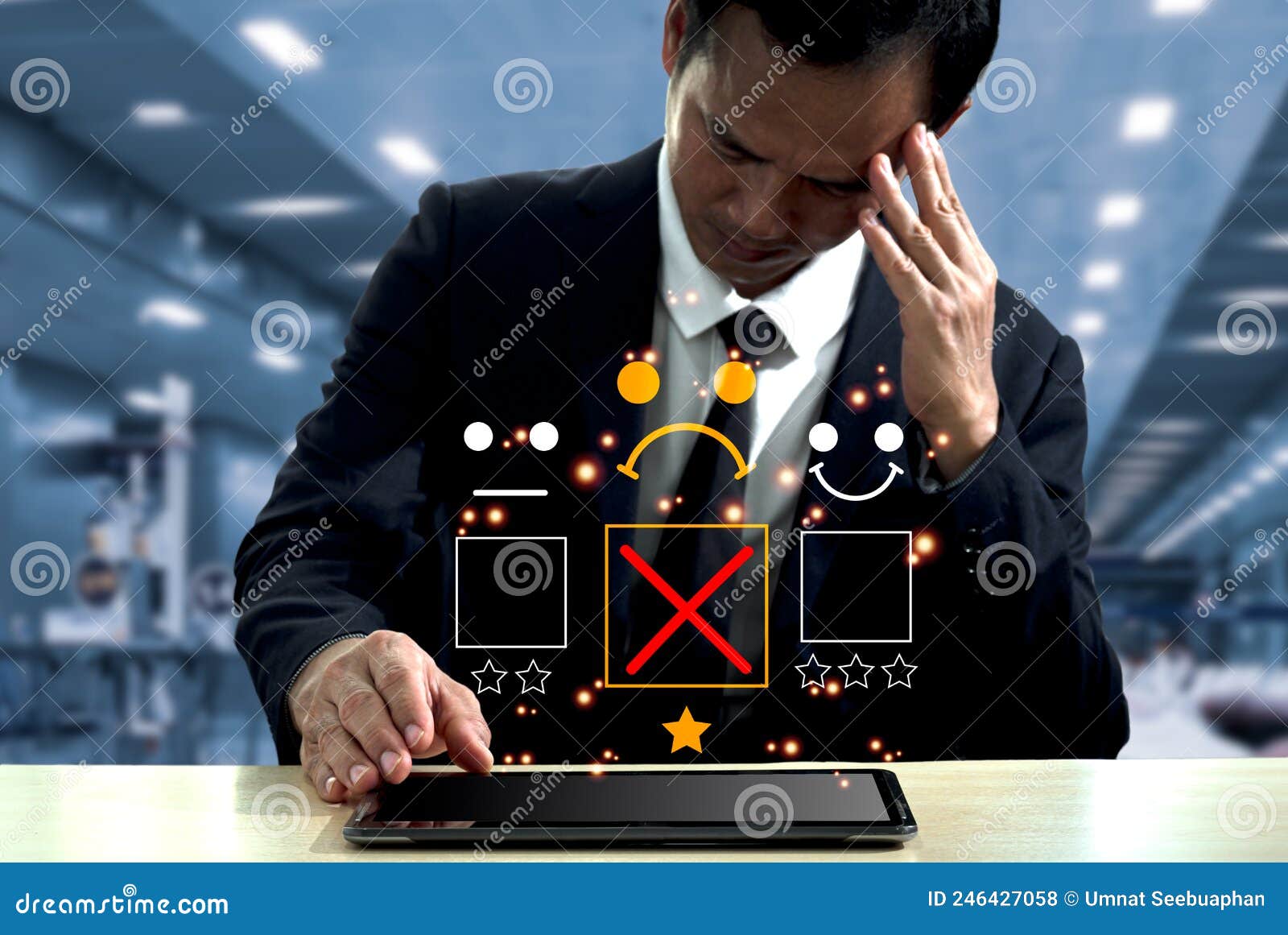 Concept for Assessing Customer Service. a Businessman is Using a Smart ...
