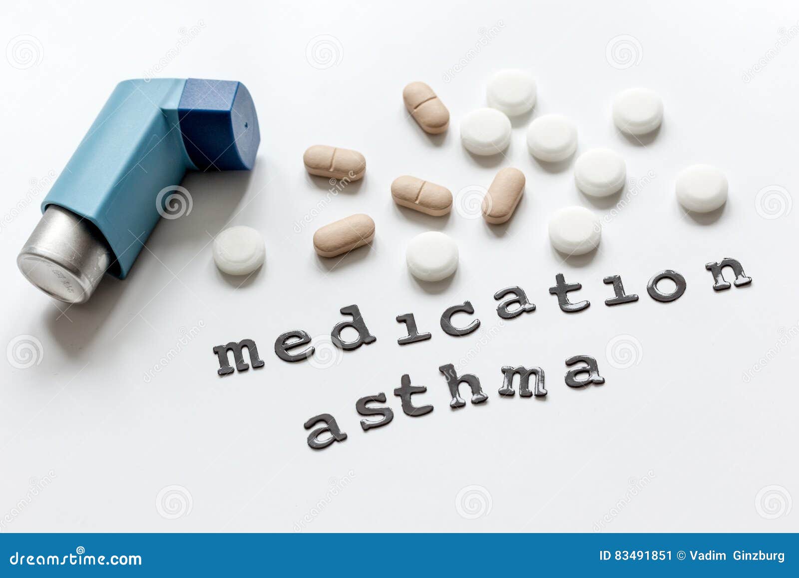 Concept Asthma And Treatment On White Background Top View Stock Image ...