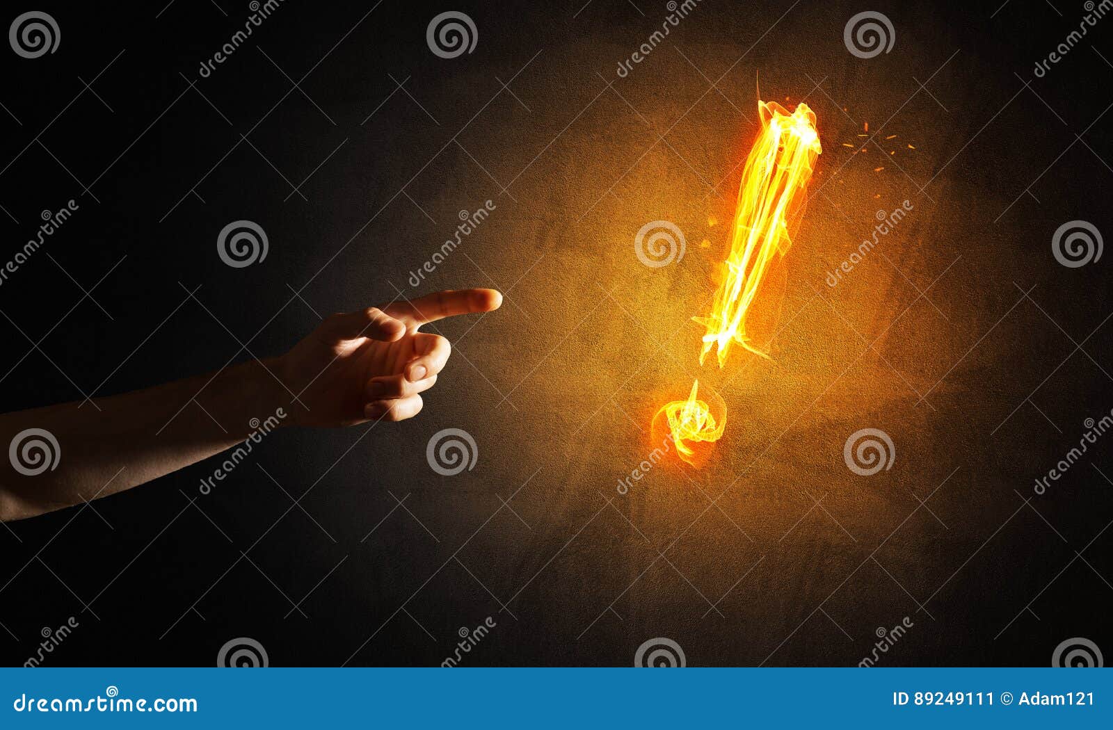Concept of Attention or Punctuation with Burning Exclamation Mark on ...
