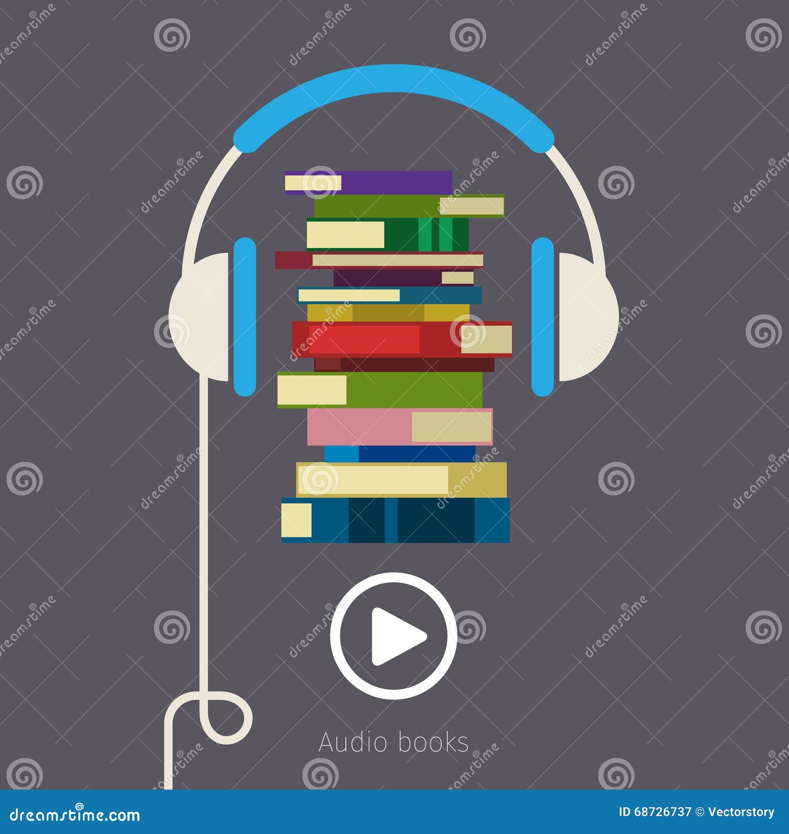 Concept of audio book stock vector. Illustration of book - 68726737