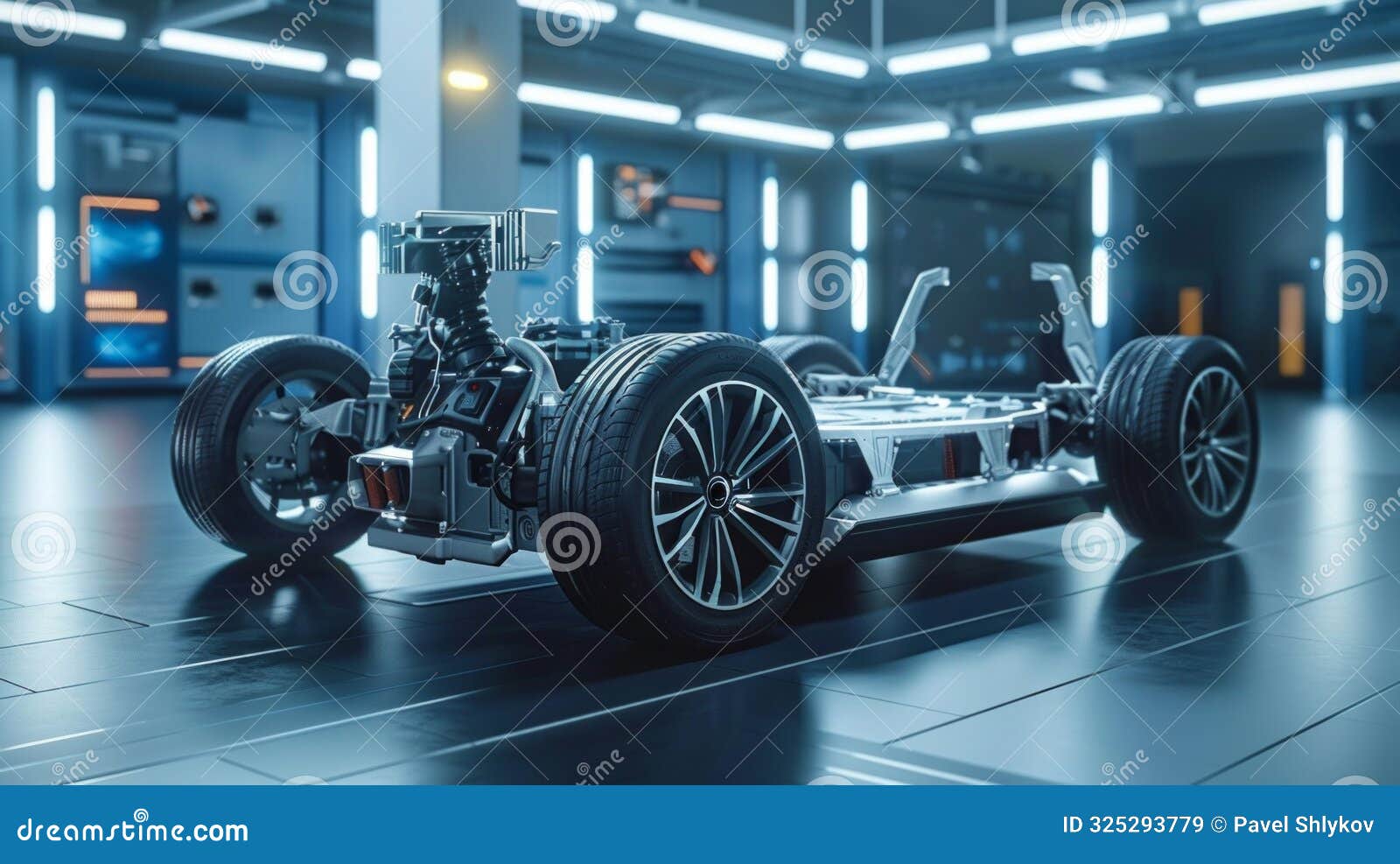 Concept of Authentic Electric Car Platform Chassis Prototype Standing ...