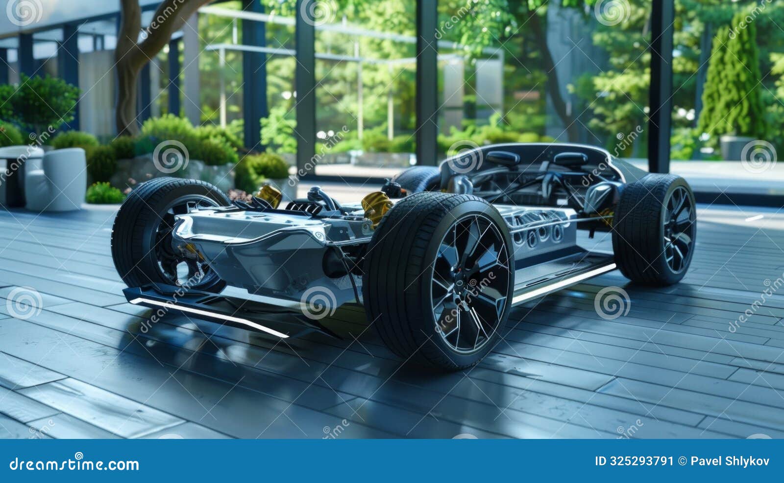 Concept of Authentic Electric Car Platform Chassis Prototype Standing ...