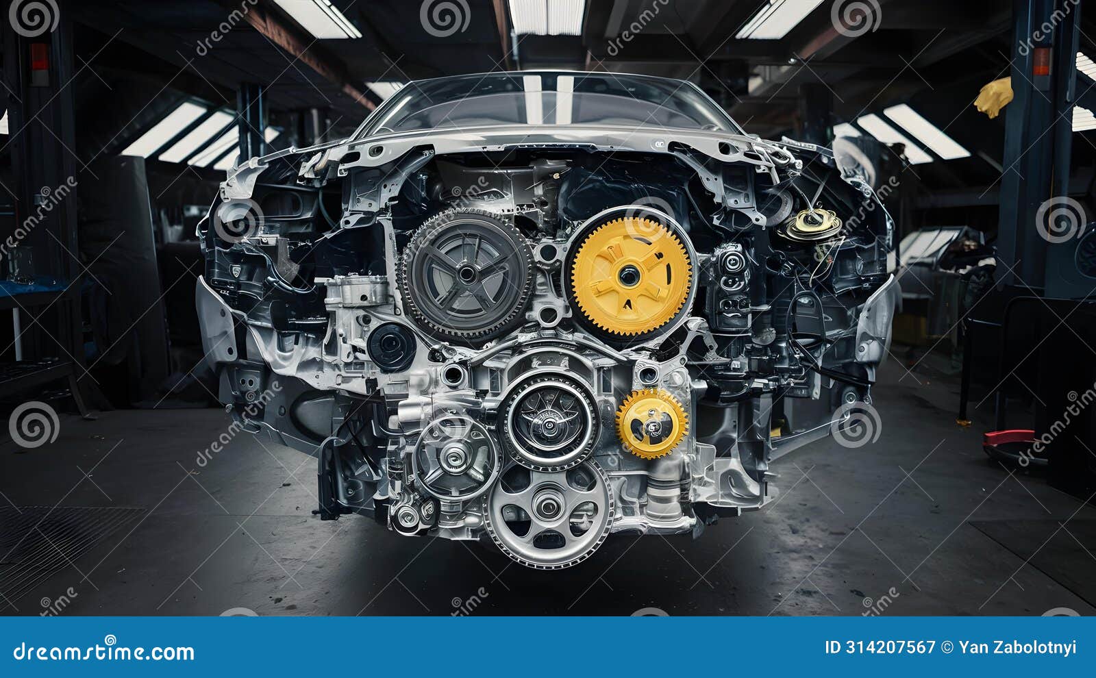 Auto Engine Deconstructed: Gears & Parts Unveiled. Concept Auto Engine ...