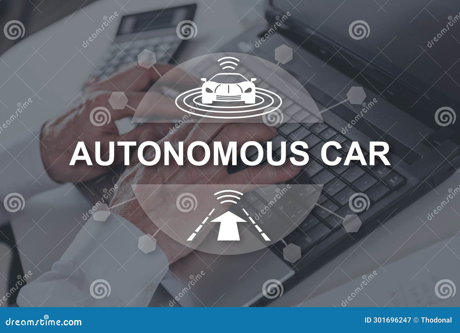 Concept of autonomous car stock image. Image of sensor - 301696247