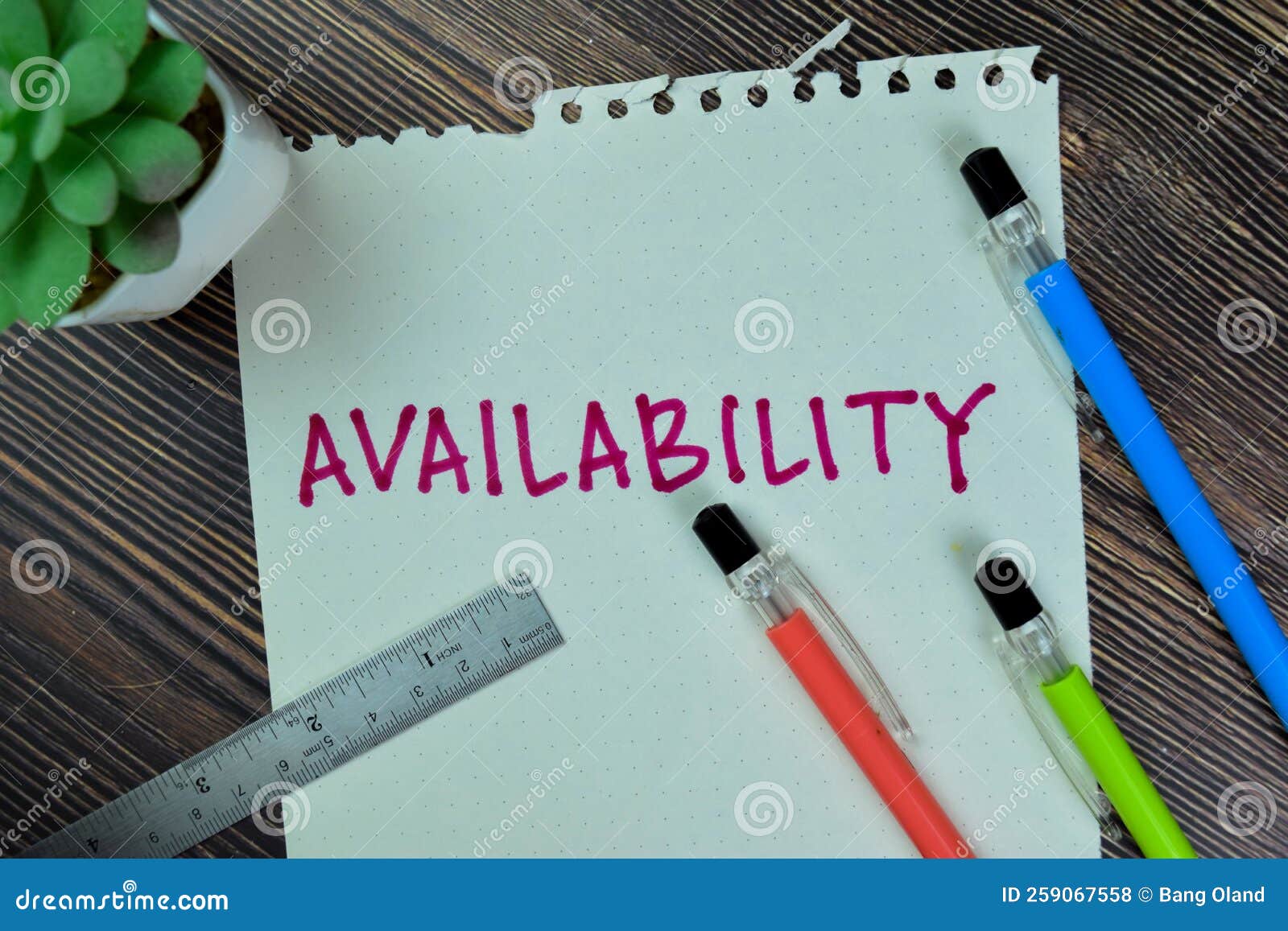 Concept of Availability Write on Sticky Notes Isolated on Wooden Table ...