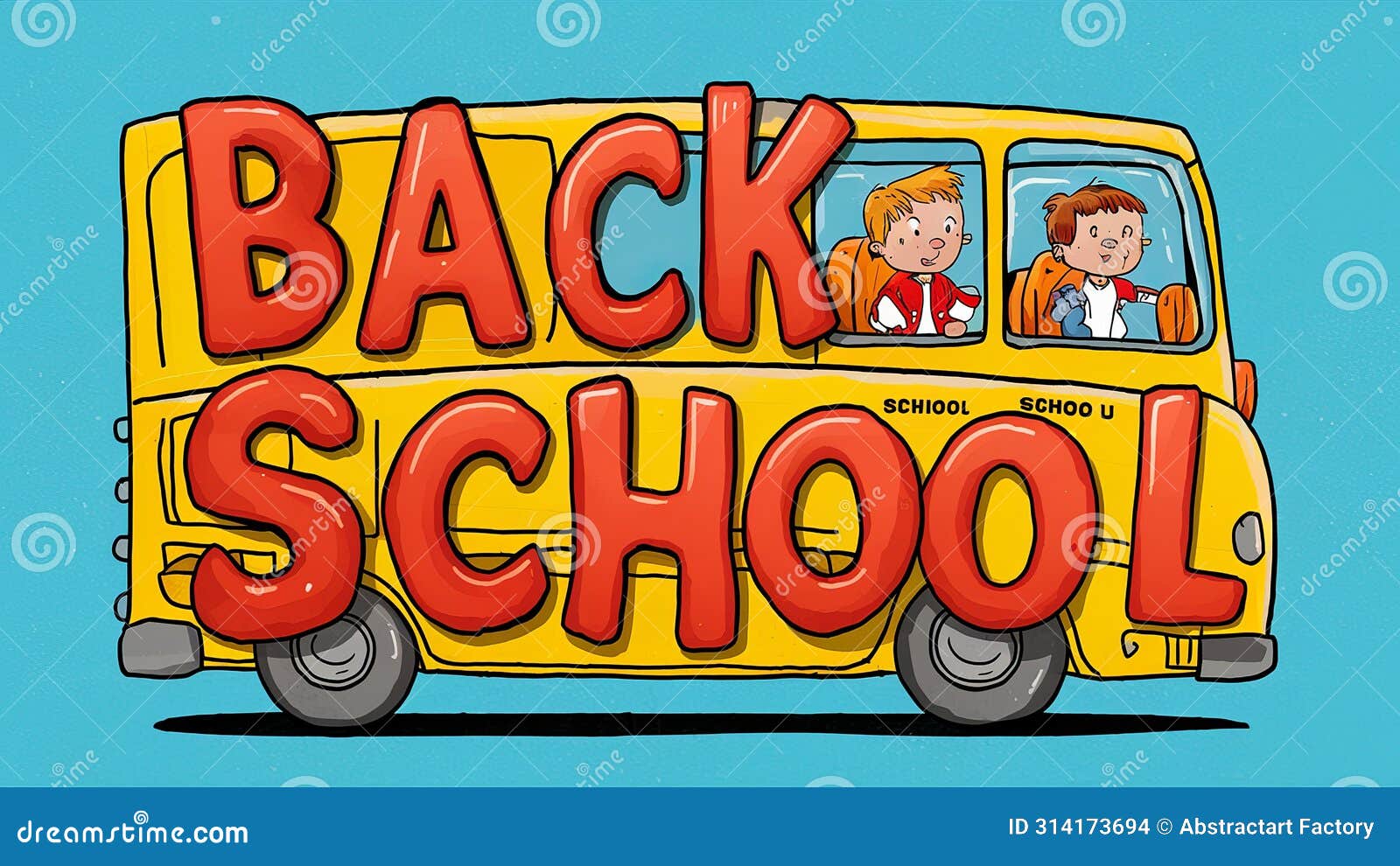 Concept for Back To School. School Bus with Kids Stock Illustration ...