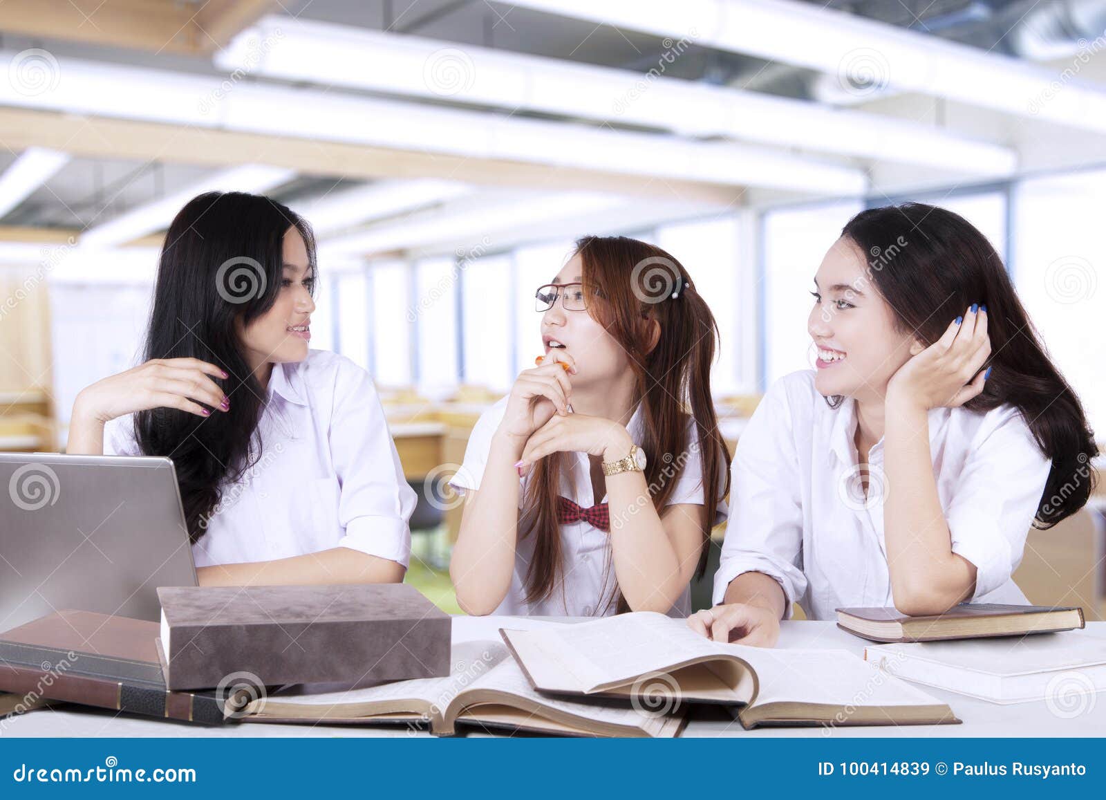Pretty High School Students Talking in Class Stock Image - Image of ...