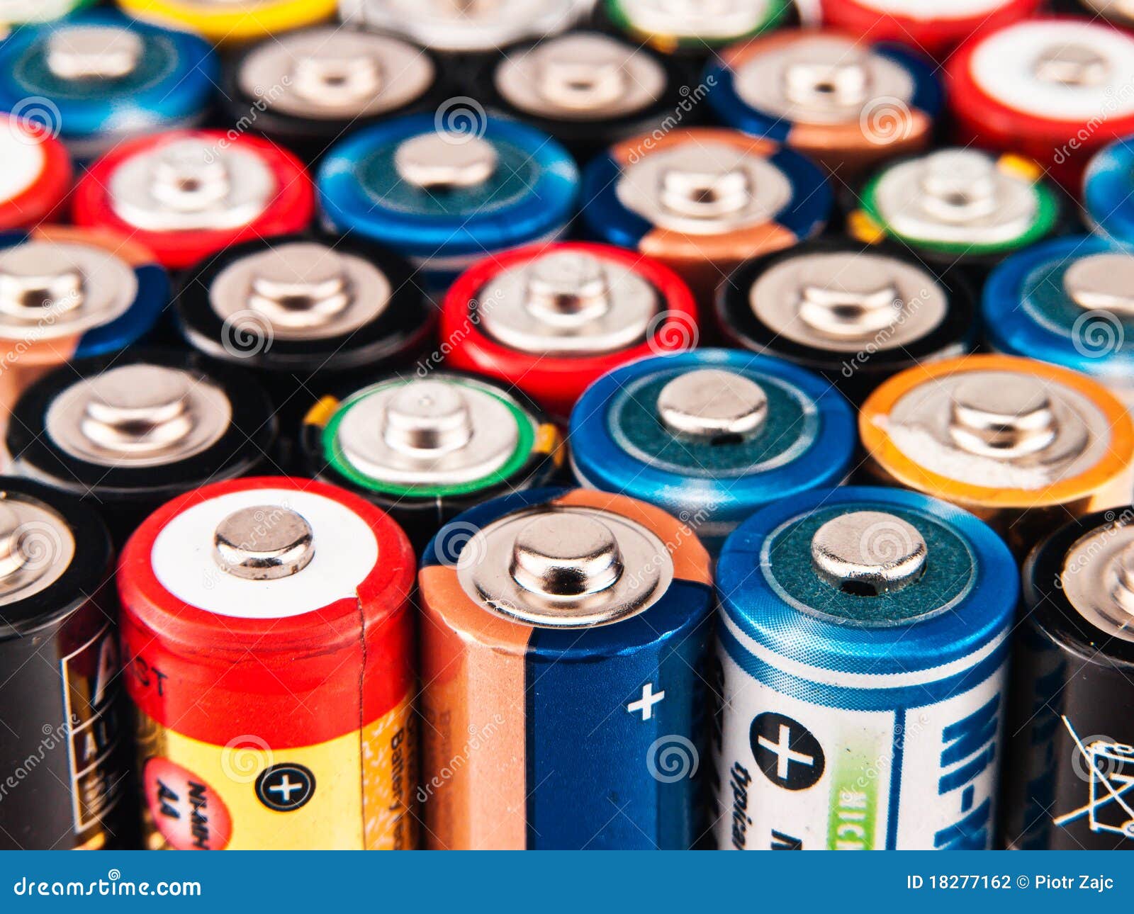 Concept Background of Colorful Batteries Stock Photo - Image of ...