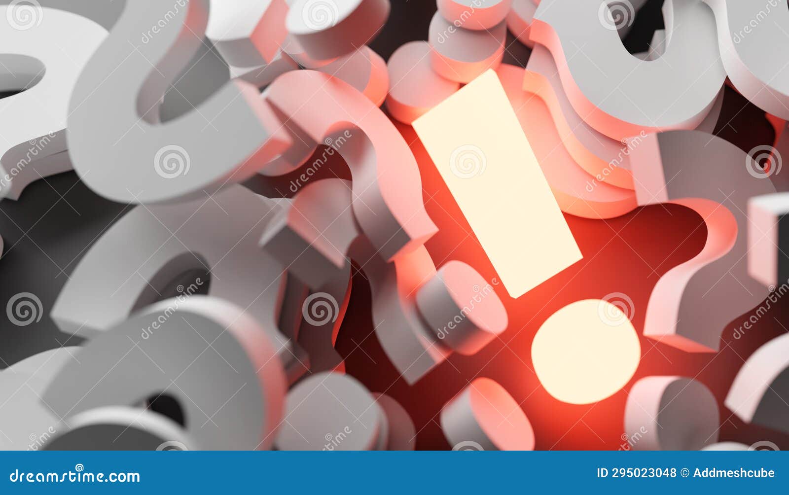 Concept Background with Glowing Exclamation Marks between Various ...