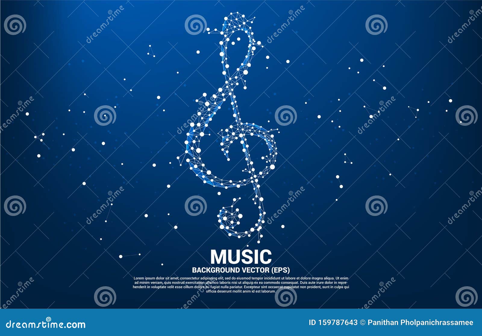 Vector Sol Music Key Note from Dot Connect Line. Stock Illustration ...