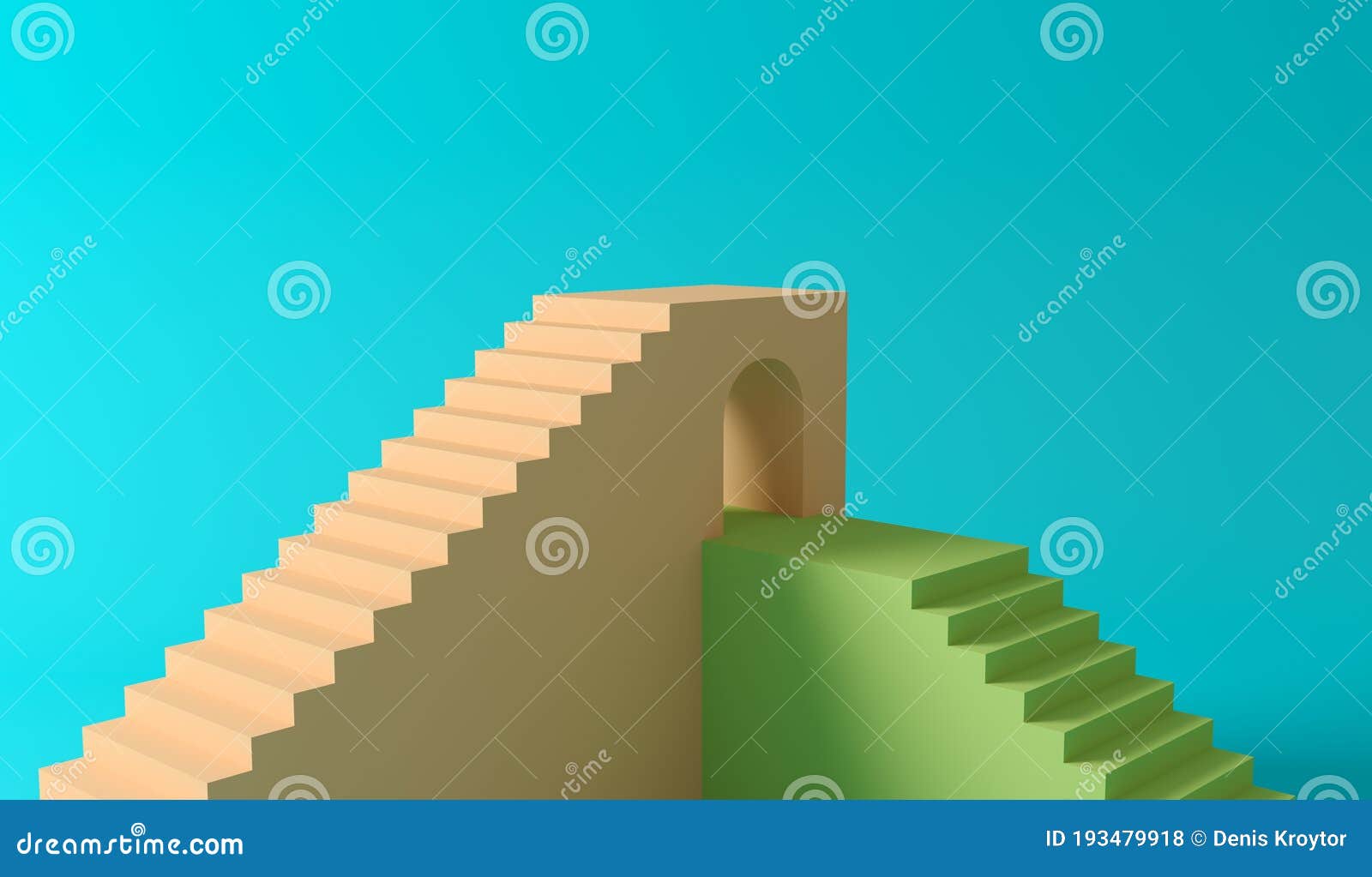 Background With Stairs In The Style Of An Old Computer Graphics Cartoon ...