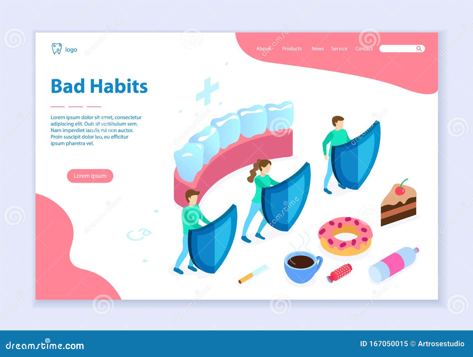 Concept of Bad Habits, Web Template Stock Vector - Illustration of ...
