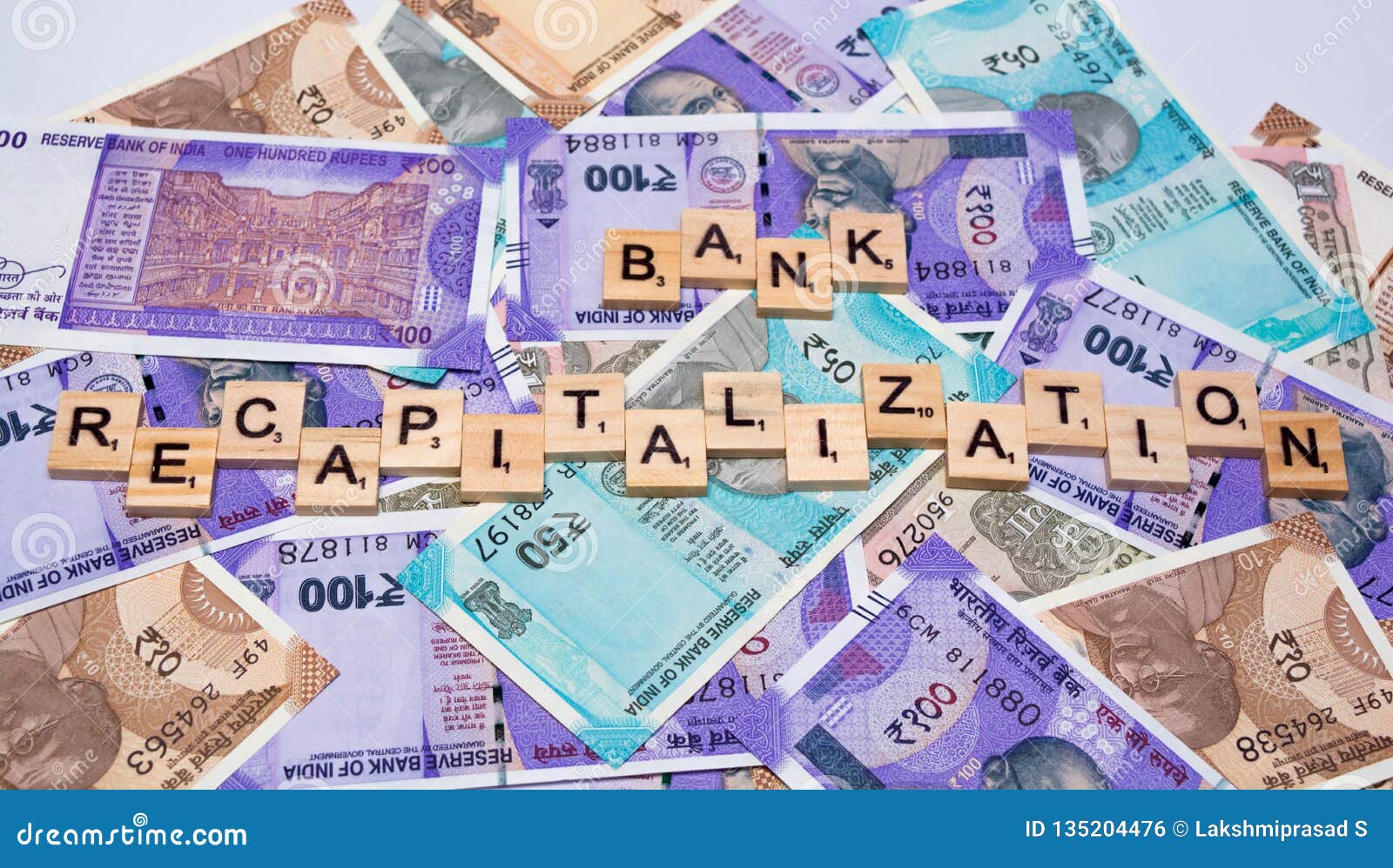 Concept of Bank Recapitalization on Indian Currency Notes Stock Photo ...
