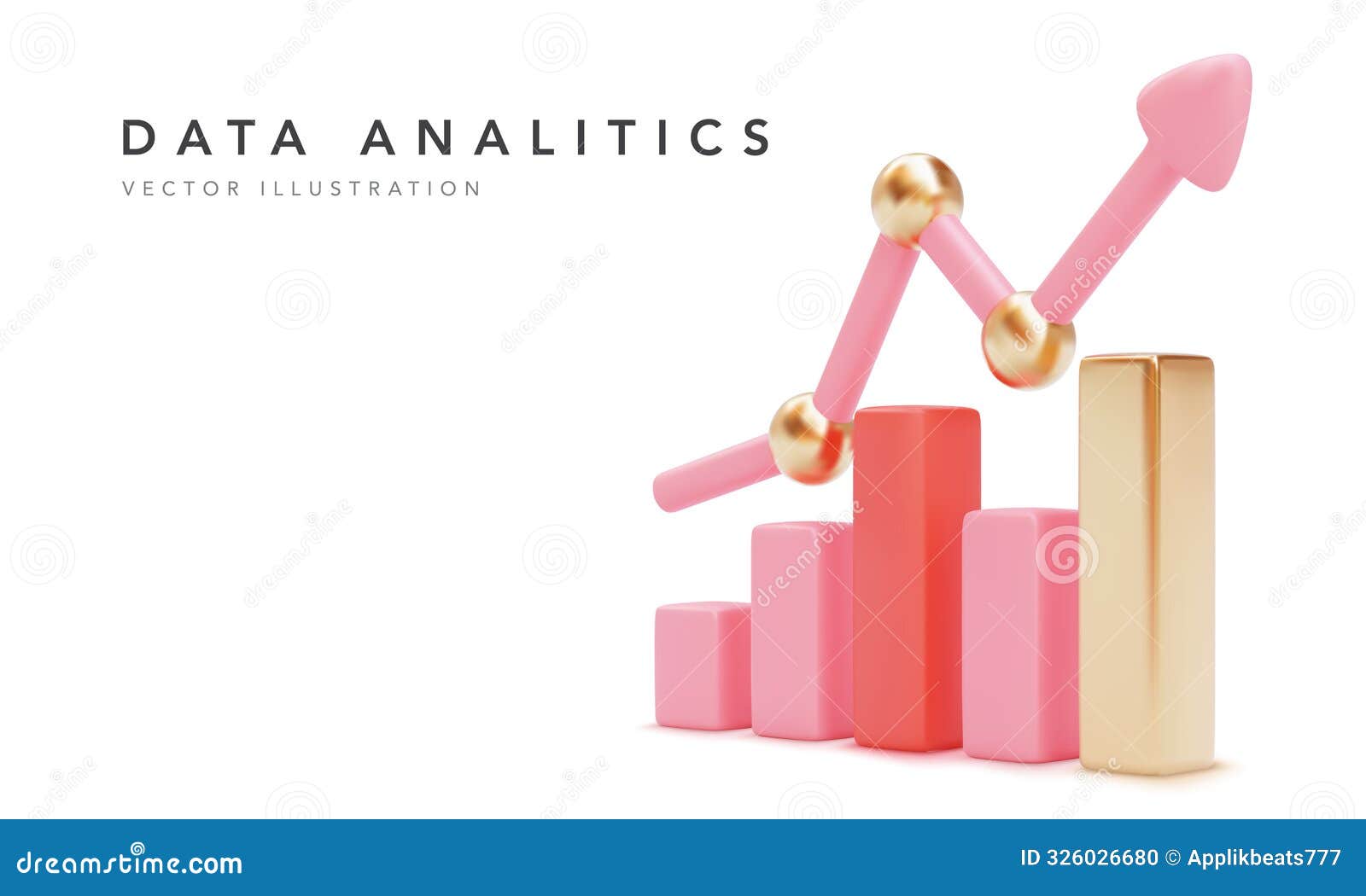 Concept Banner Data Analics. Business Graph. Growth Progress Pink Arrow ...
