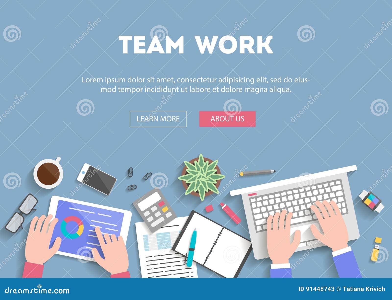 Concept Banner Flat Design Teamwork Stock Vector - Illustration of ...