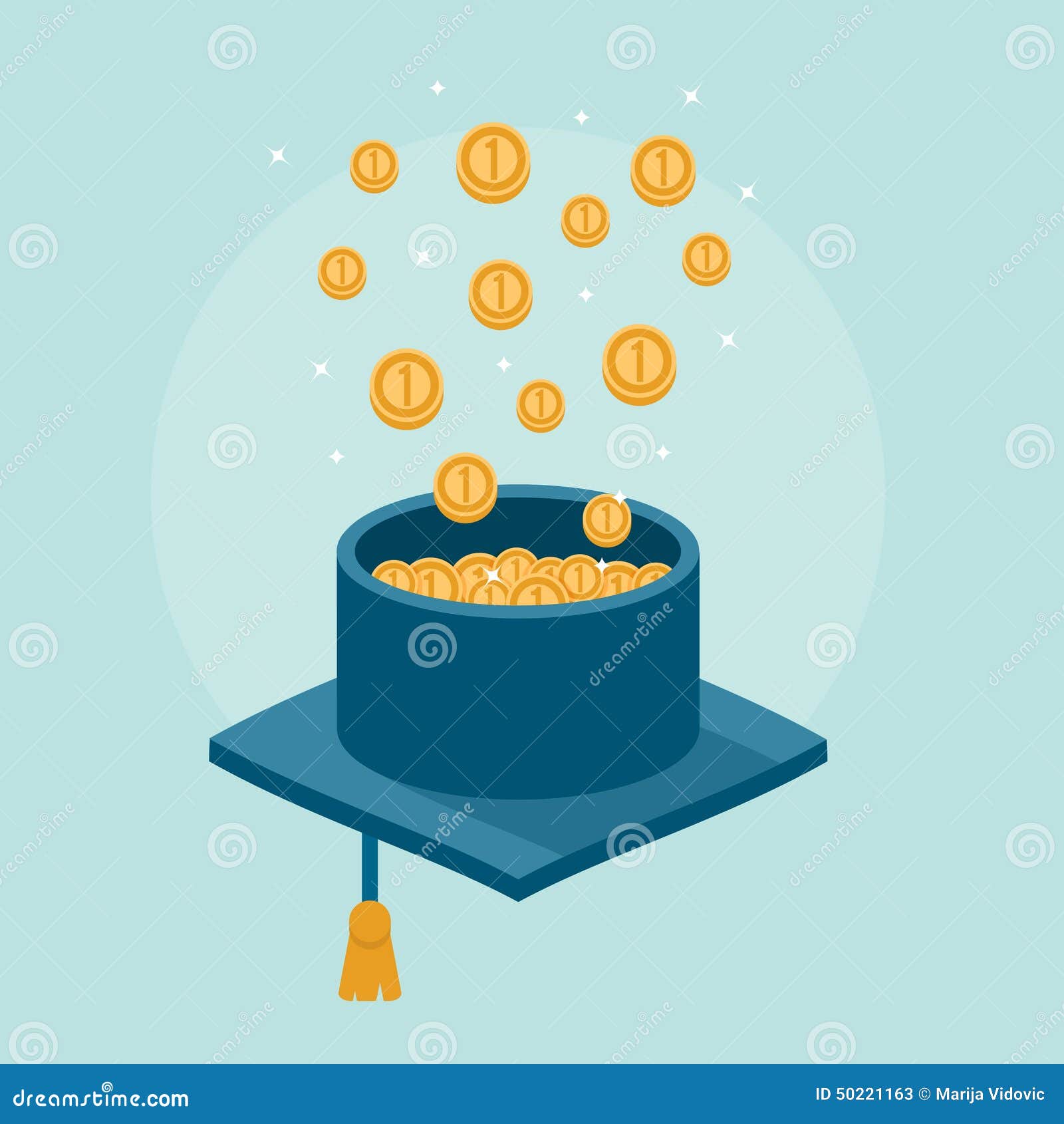 Graduation Cap Money Icon Vector Design. Scholarship Program Sign ...