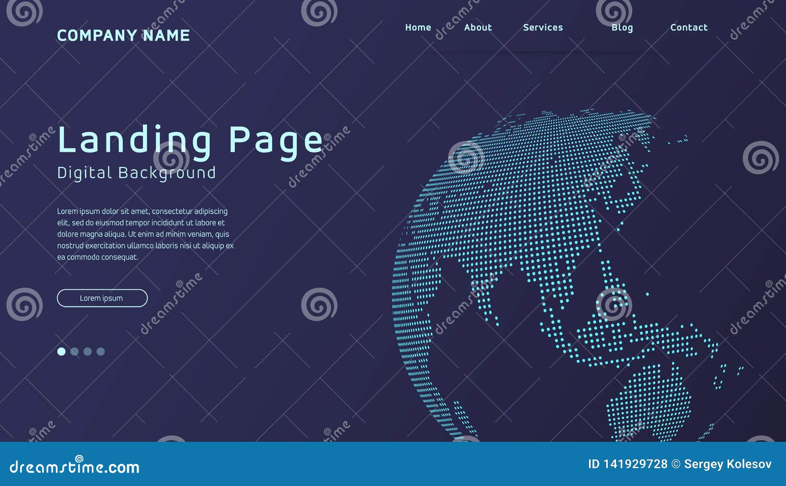 Concept Based Landing Page Design With Background World Map In Dots ...