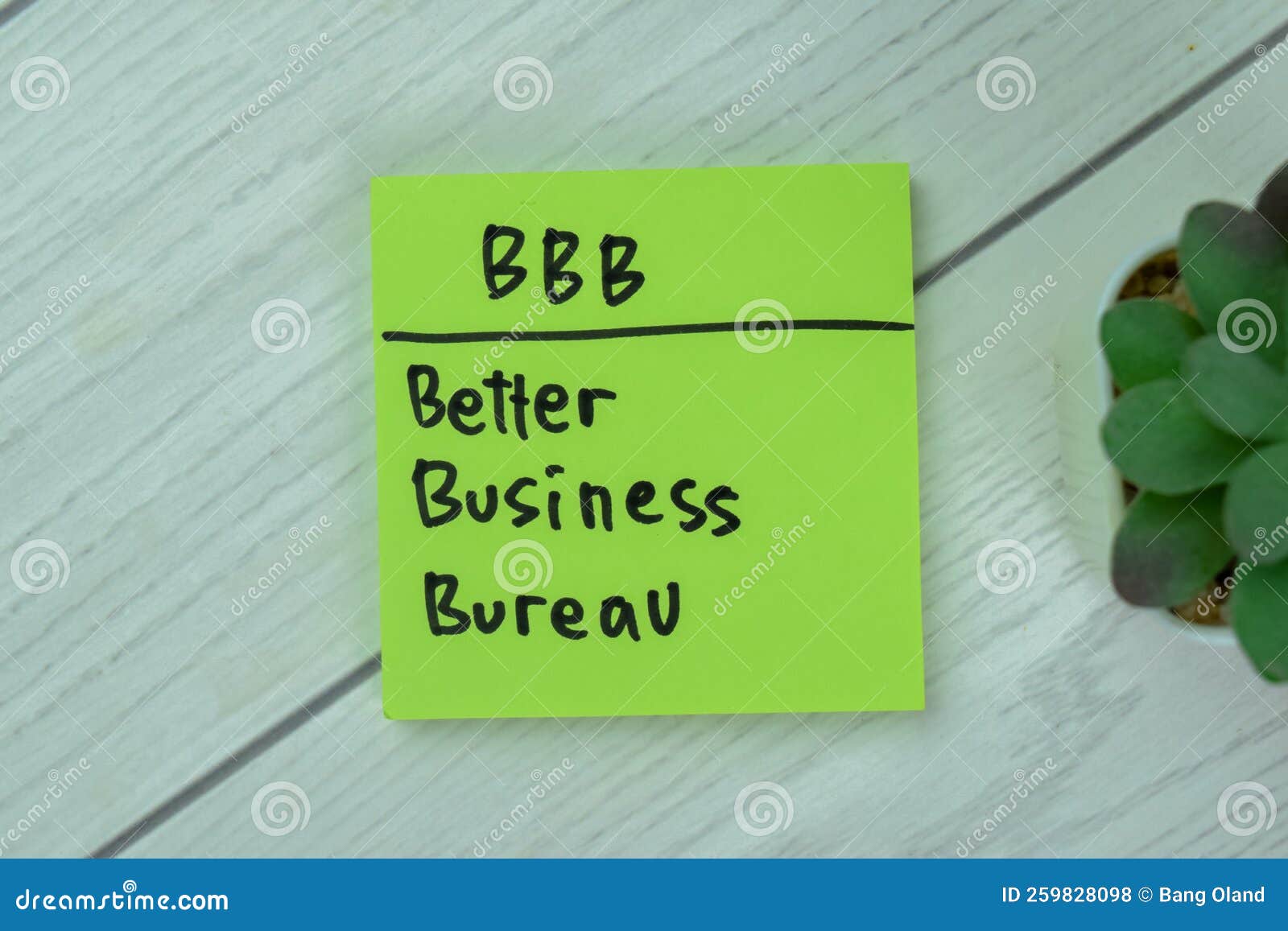 Concept of BBB - Better Business Bureau Write on Sticky Notes Isolated ...
