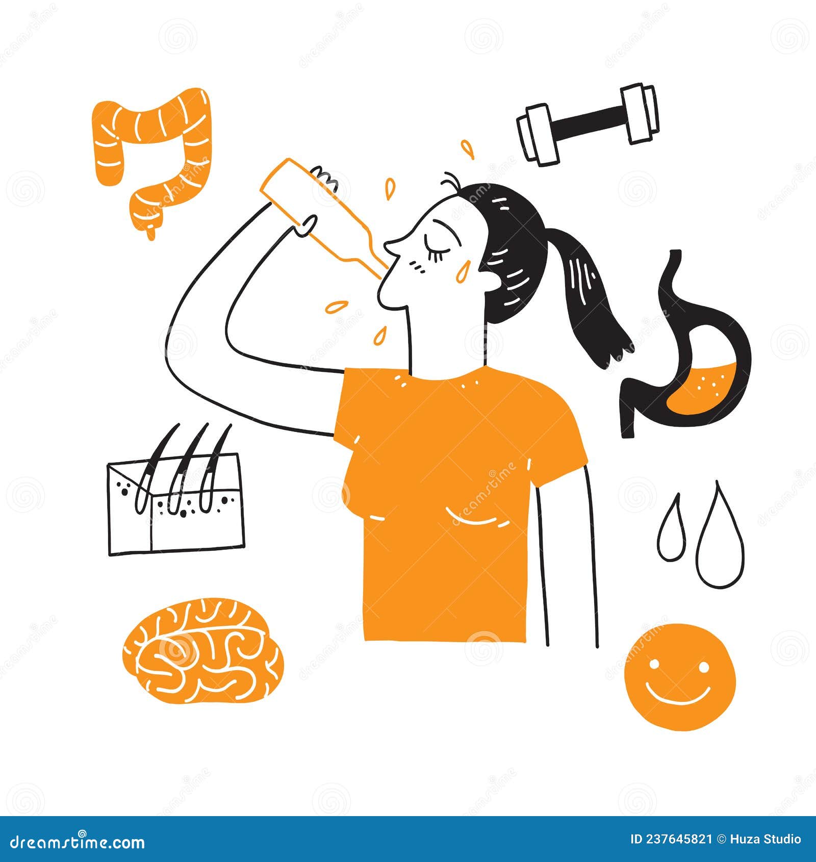 Concept Of The Benefits Of Drinking Water Stock Vector Illustration