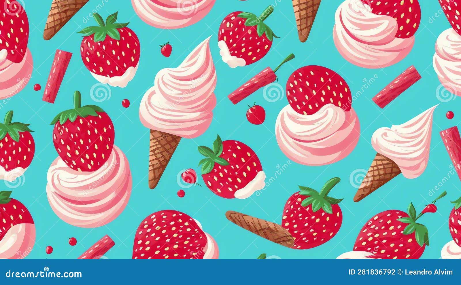 Berrylicious Fun Strawberry Ice Cream between Whimsical Cookie ...