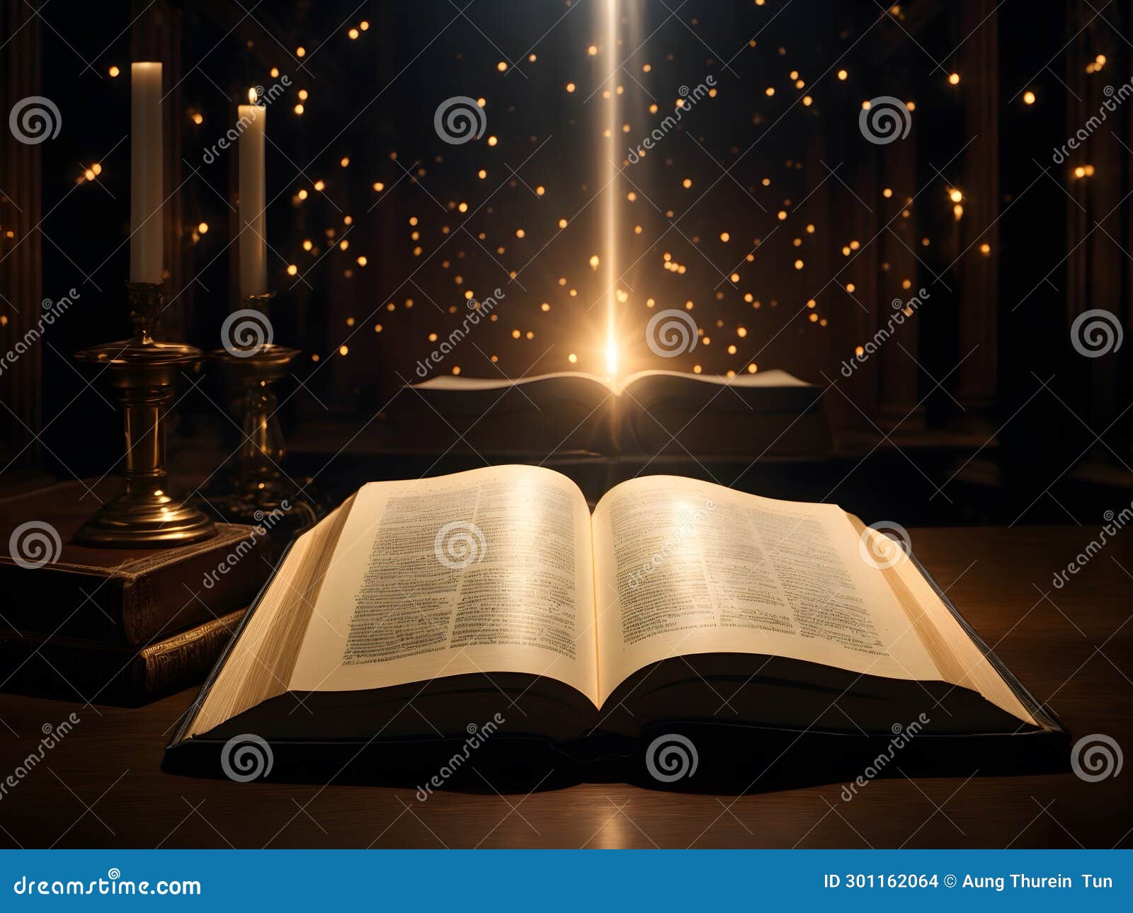 A Creation of a Bible Book Shining and Giving Wisdom Concept Stock ...
