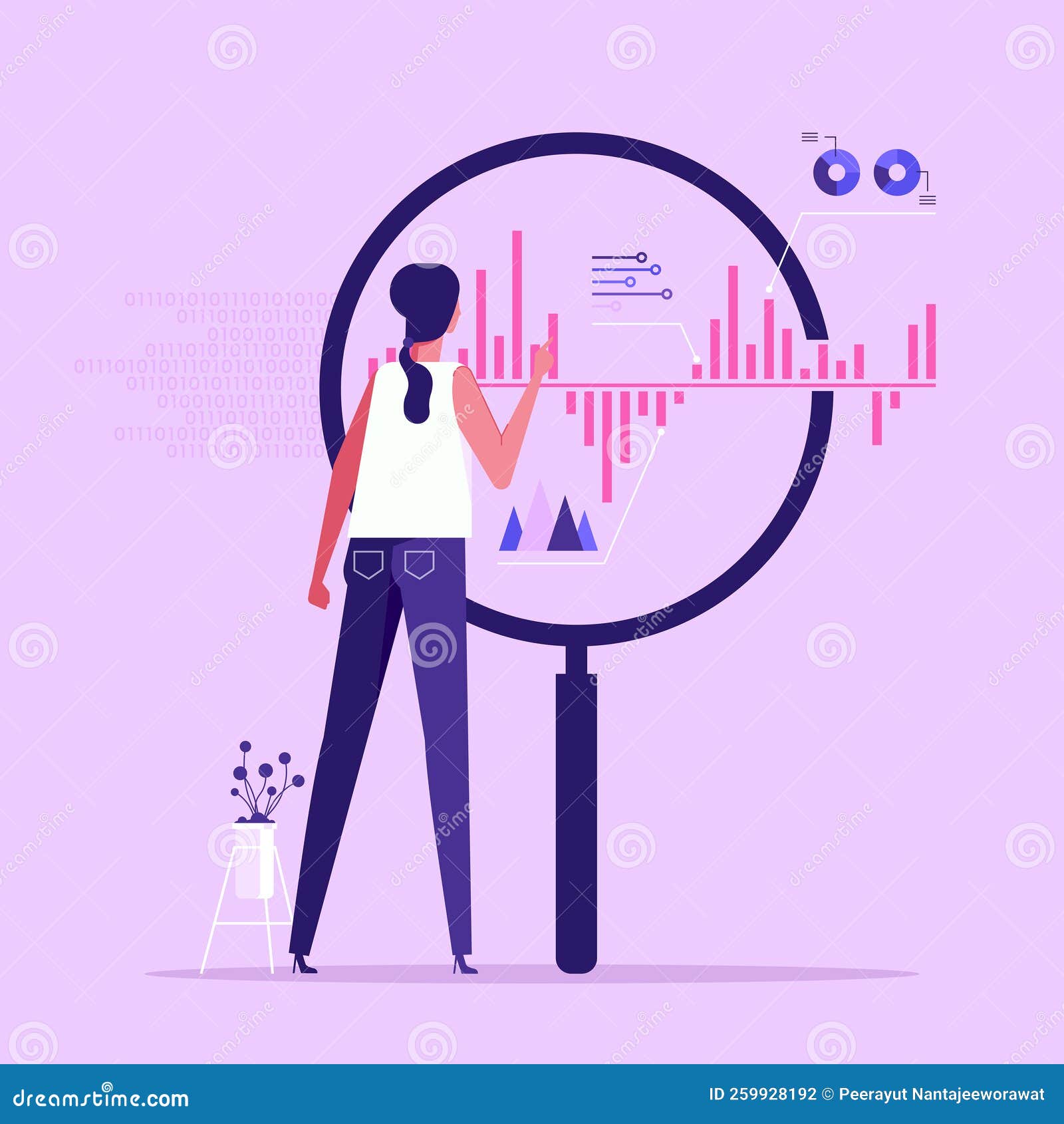 Concept of Big Data Analysis, Flat Vector Illustration Stock Vector - Illustration of ...