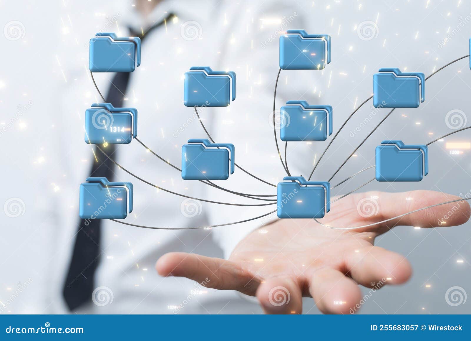 Concept of Big Data Cloud - Digital 3d Icons of Connected Files ...