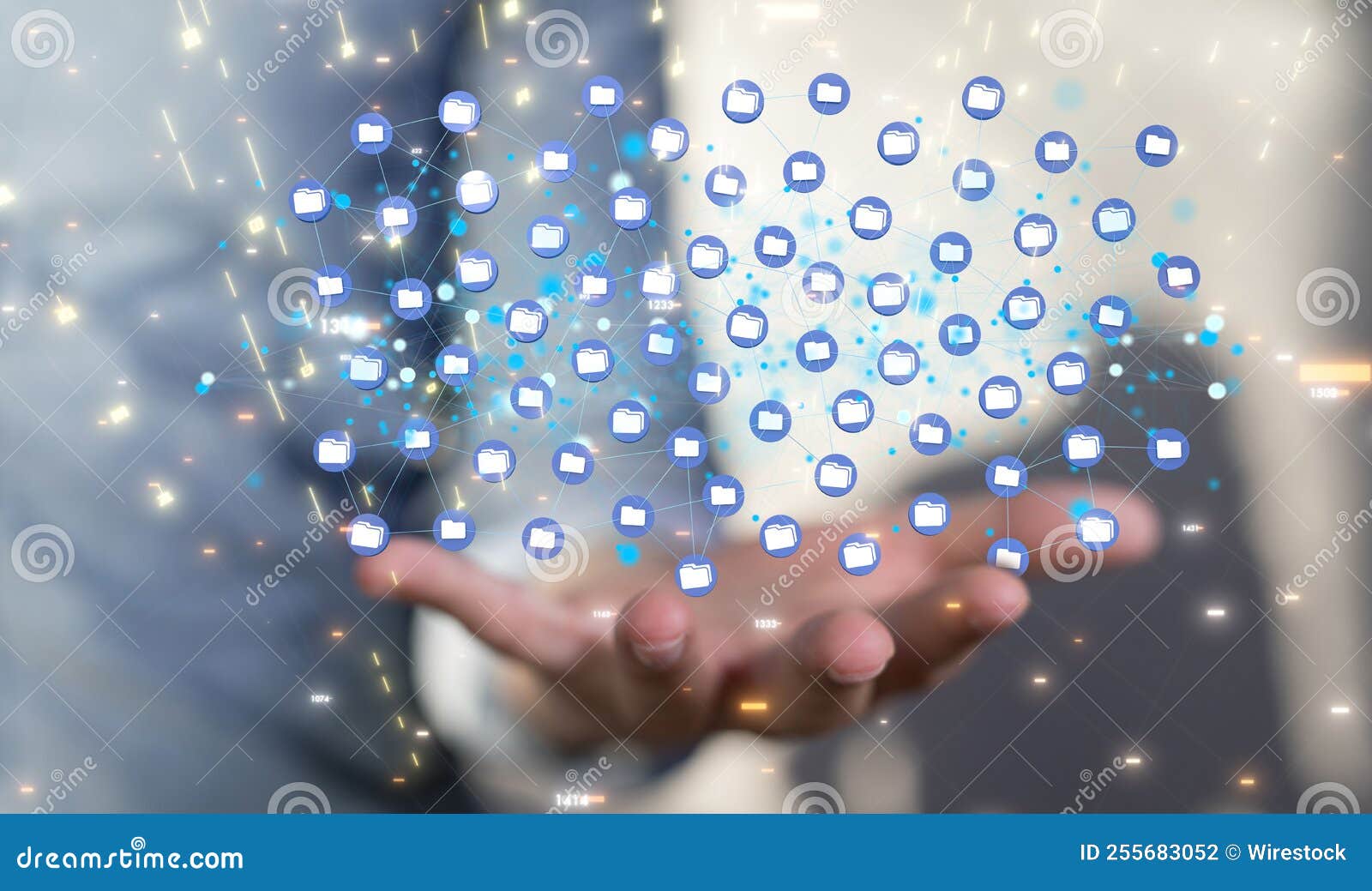 Concept of Big Data Cloud - Digital 3d Icons of Connected Files ...